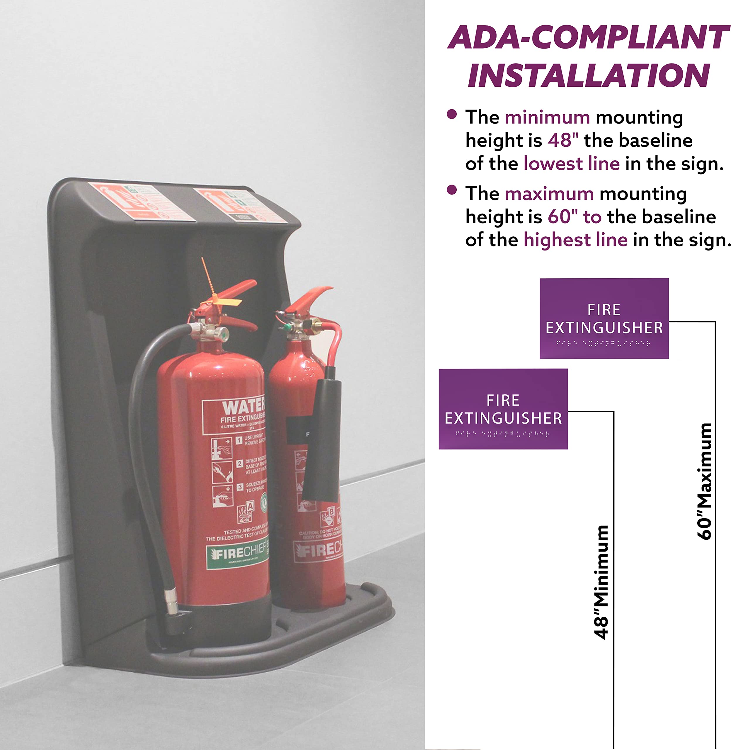 Ada Fire Extinguisher Kubik Letters Fire Extinguisher Sign, ADA