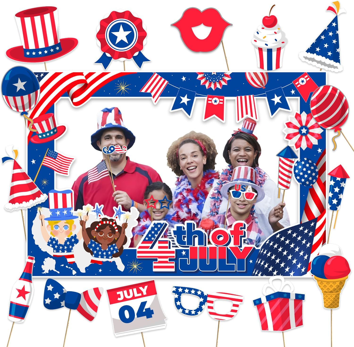 Amazon.com: xo, Fetti 4th of July Photo Booth Props - 24 Pieces, pre ...