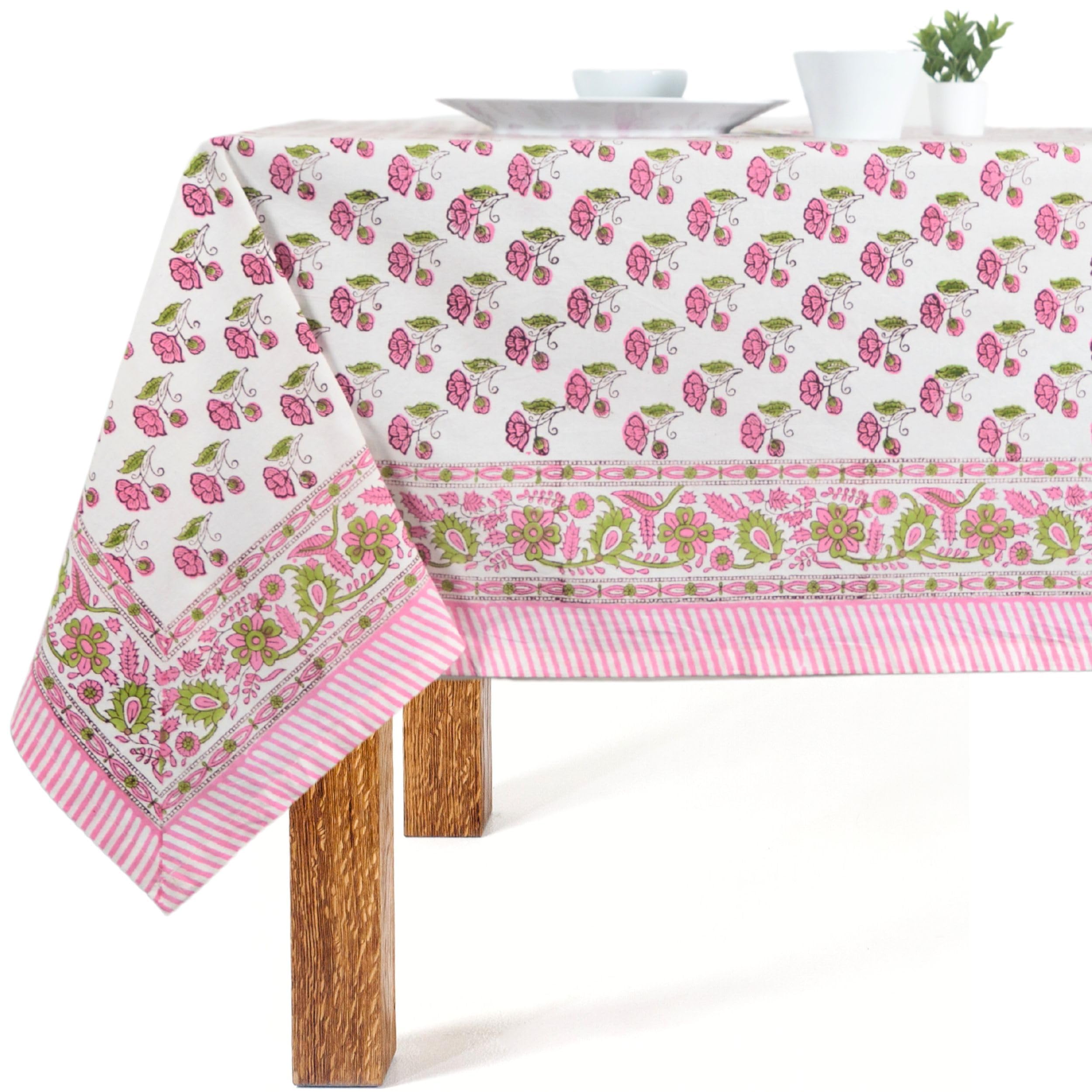 Amazon.com: Block Print Table Cloth- 60x108 Inch Rectangle 100% Cotton ...