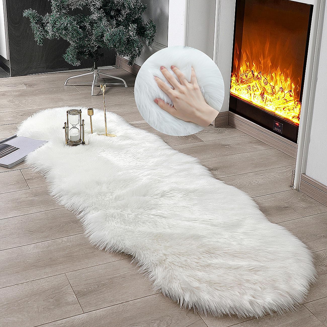 Amazon.com: Mon Chateau Luxury Collection Lux Faux Fur Rug Light Grey ...