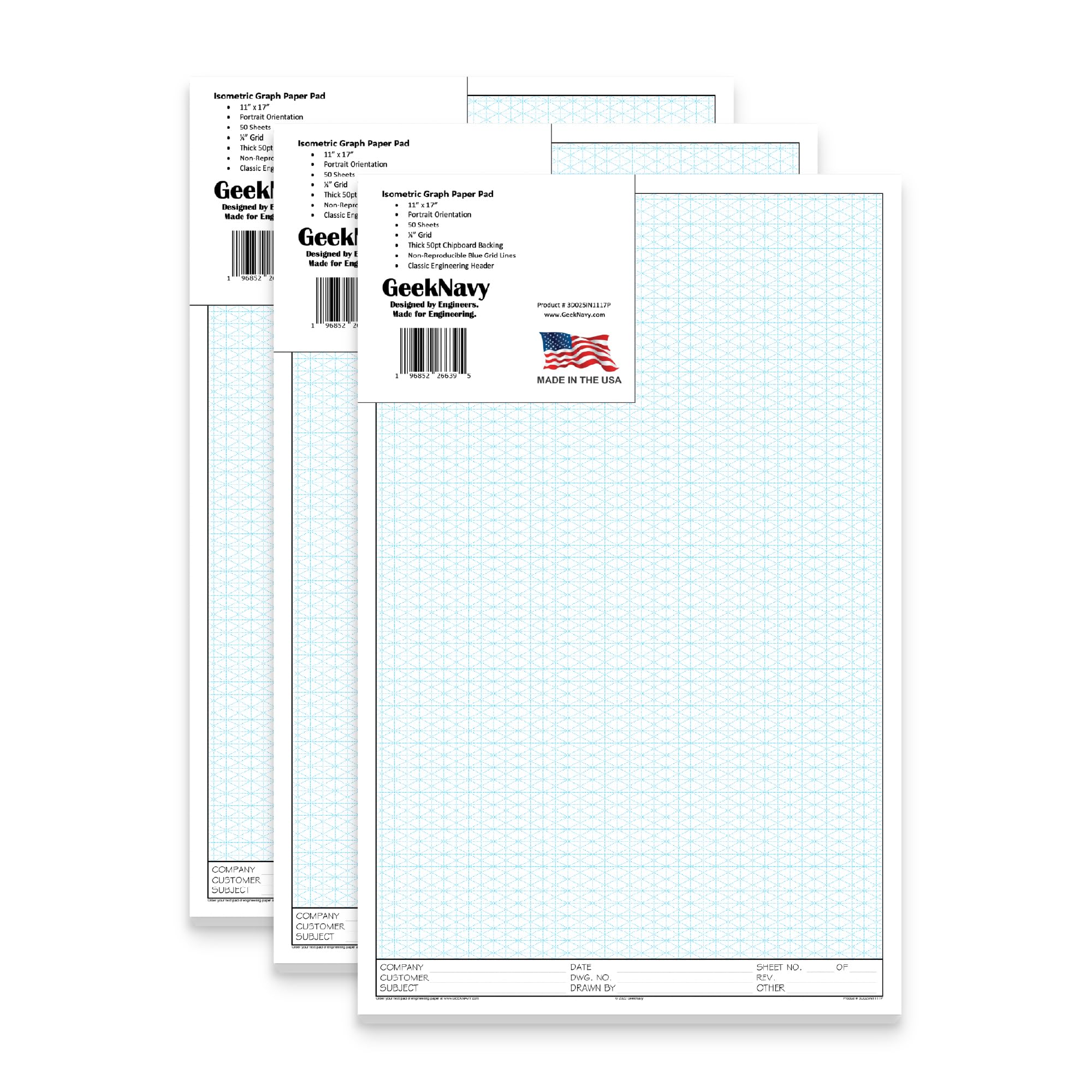 Snapklik.com : GeekNavy 11" X 17" Isometric Graph Paper 50 Sheets ...