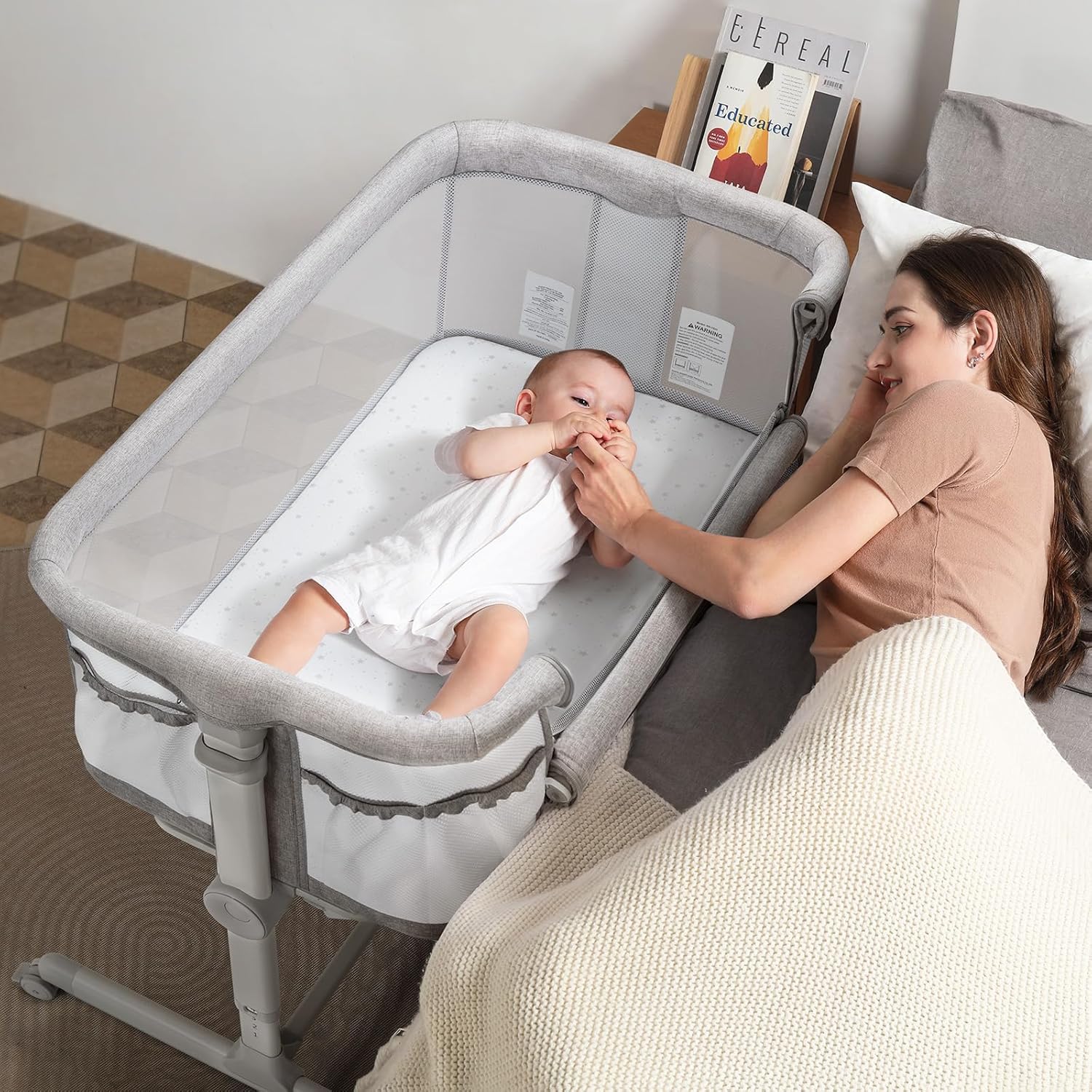 Amazon.com: besrey Baby Bassinet Bedside Sleeper, Upgraded Extra Wider ...