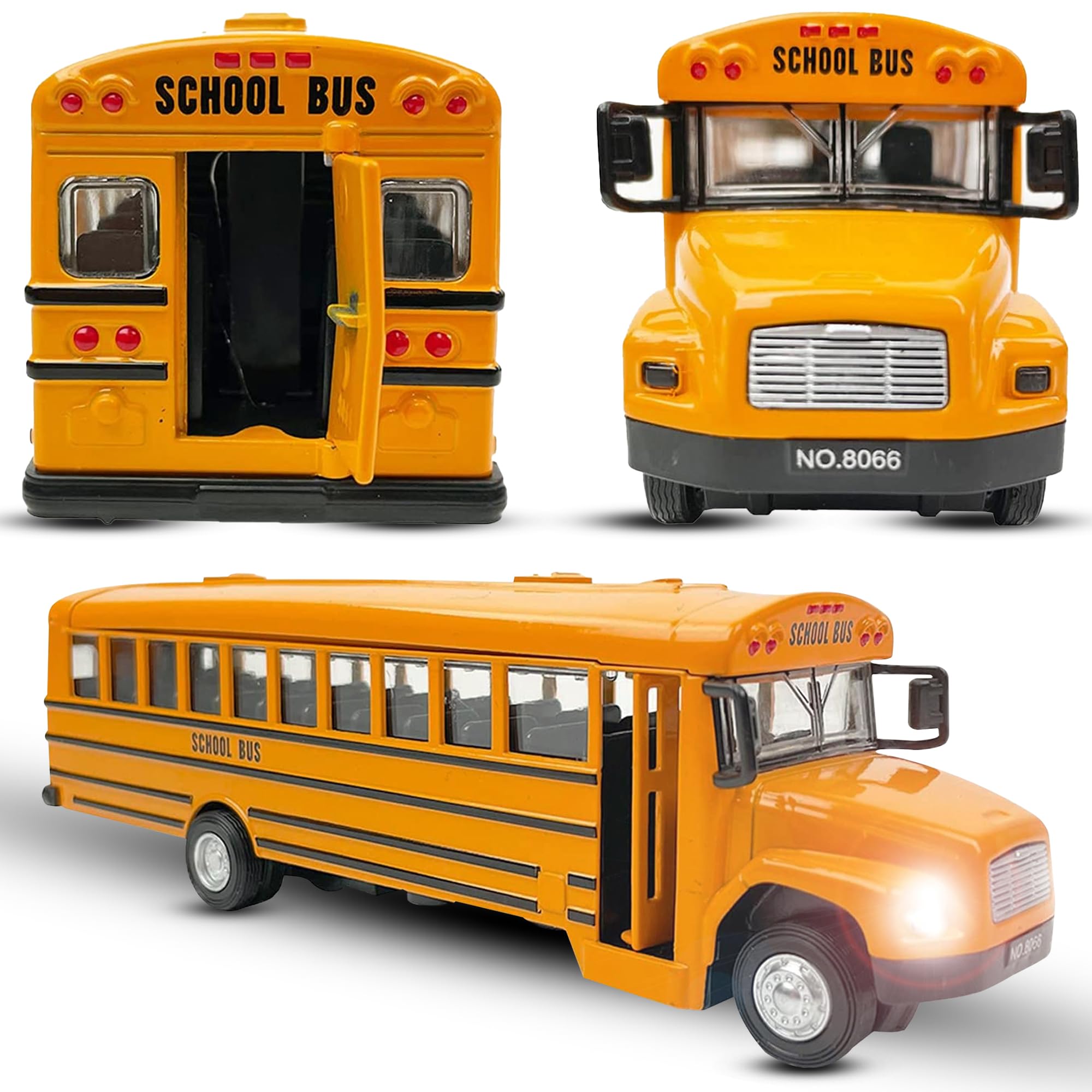Snapklik.com : Diecast Yellow School Bus Model Toy, 8" Pullback Die ...