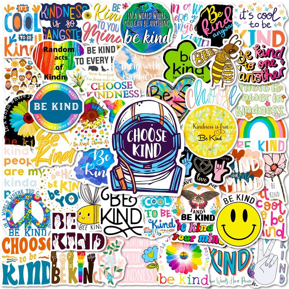 Amazon.com: Lingtoolator ckers | 50 Pcs Vinyl Waterproof Be Kind ...
