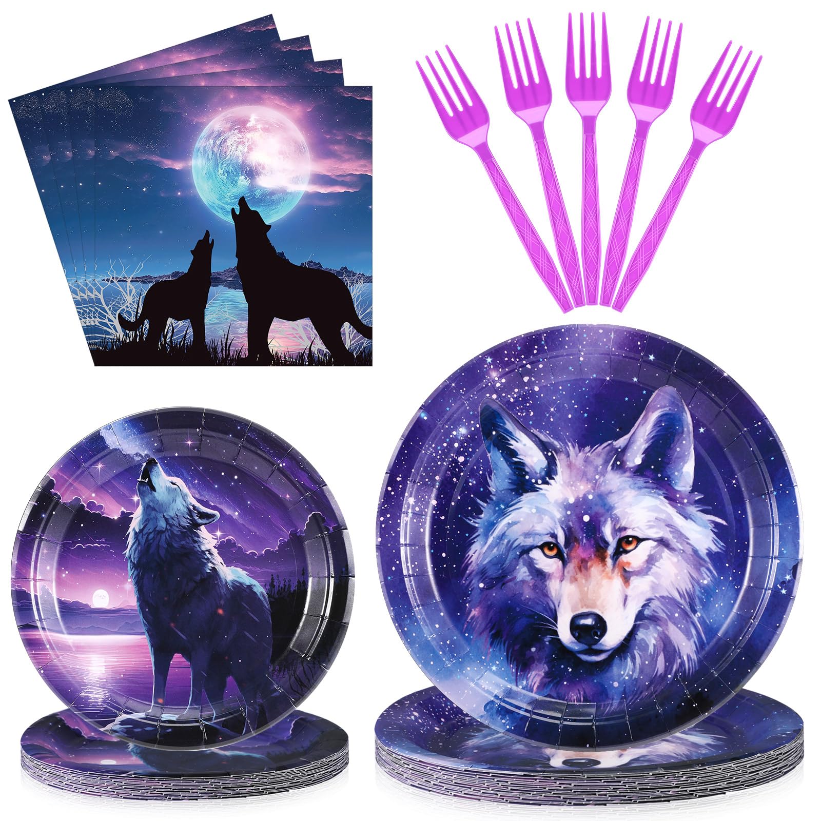 Party City Wolf Wolf Cake Topper And Party Supplies Set 13 PCS