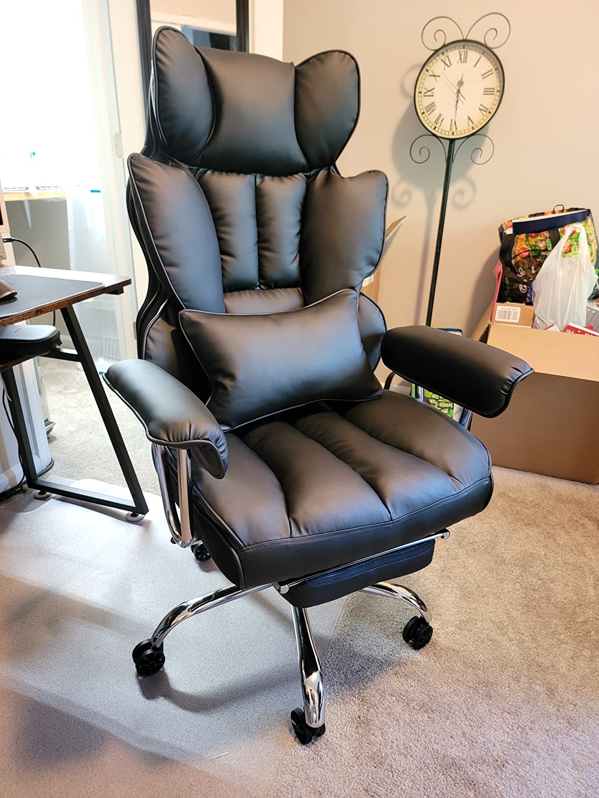 $50/mo - Finance Efomao Office Chair Big High Back Chair PU Leather ...