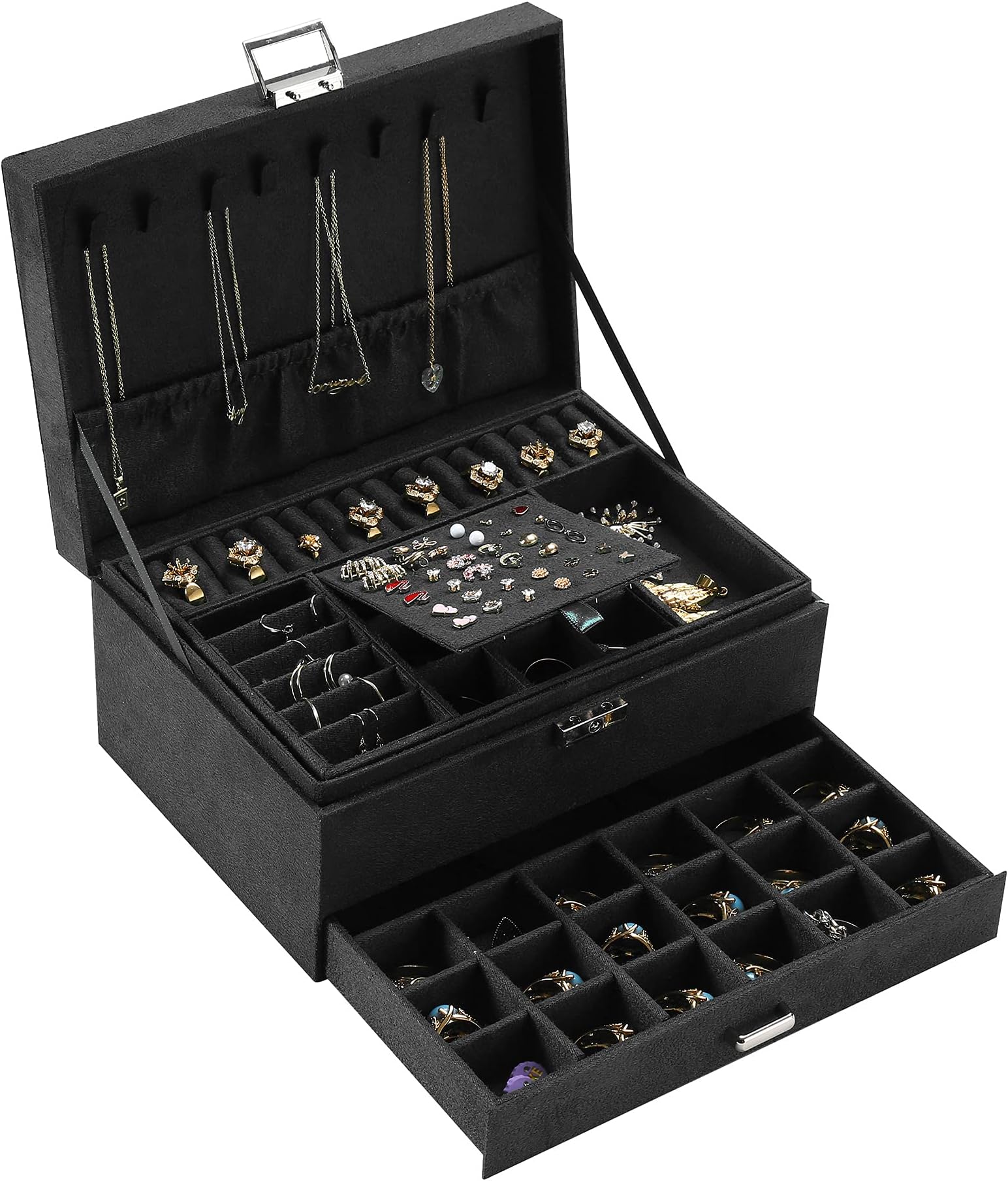 Amazon.com: coobest 3 Layer Jewelry Box, Jewelry Holder Organizer with ...