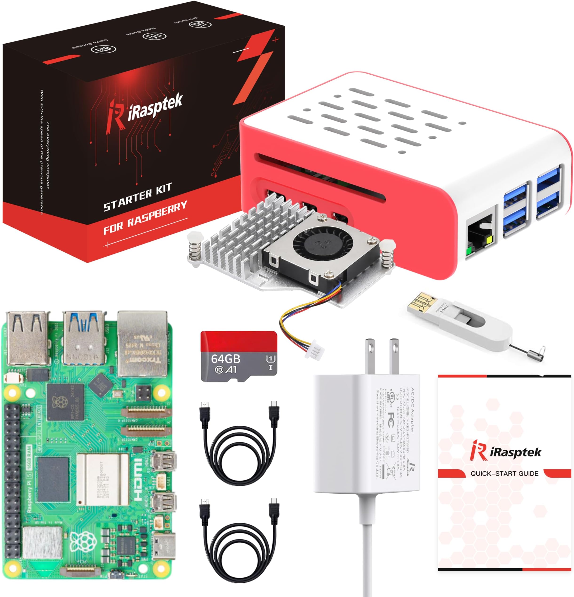 Amazon.com: iRasptek Starter Kit for Raspberry Pi 5 8GB RAM-Pre-Loaded ...