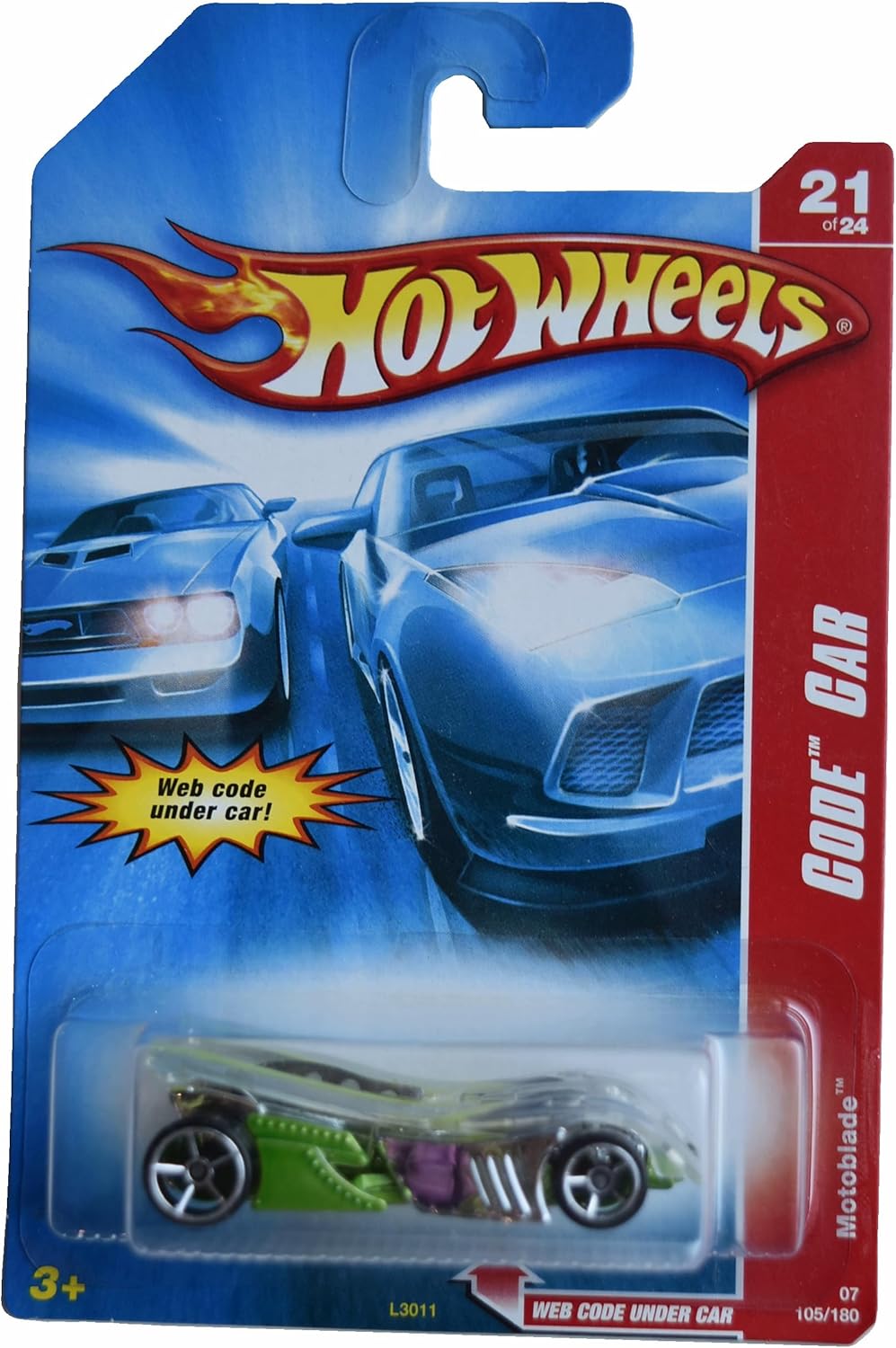 Amazon.com: Hot Wheels Motoblade, Code Car 21/24 [Green/Clear] 105/180 ...