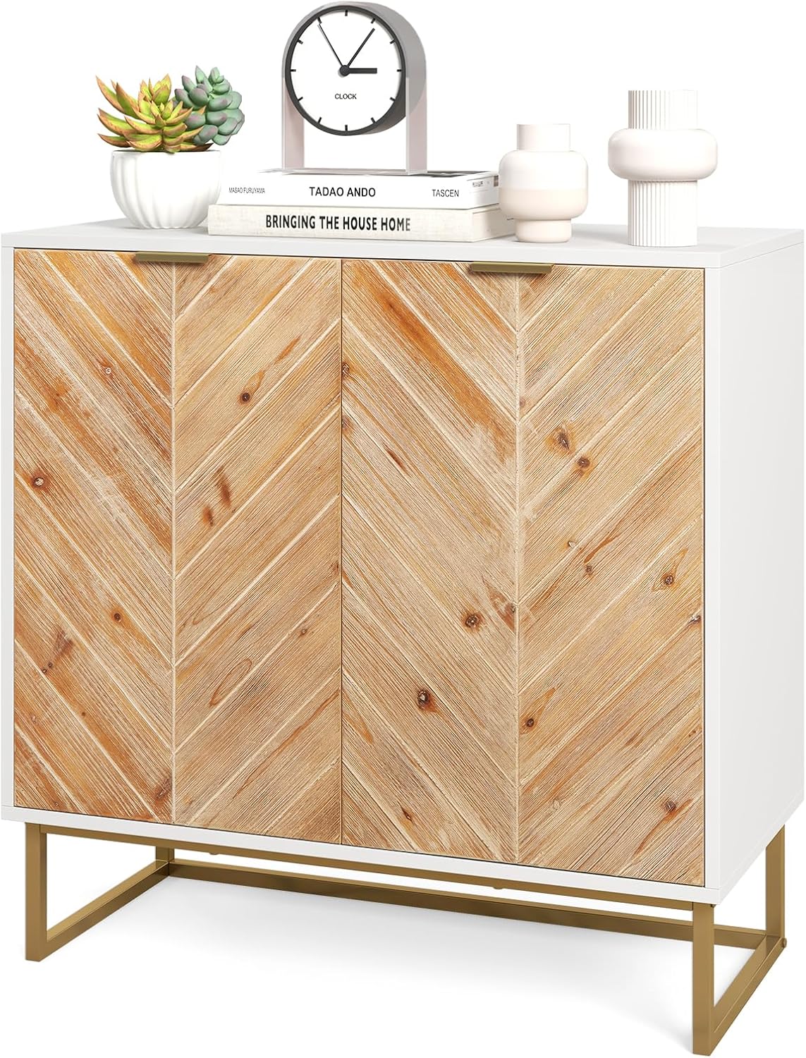 TANGZON Buffet Sideboard, 2-Door Wooden Kitchen Cupboard with Anti ...