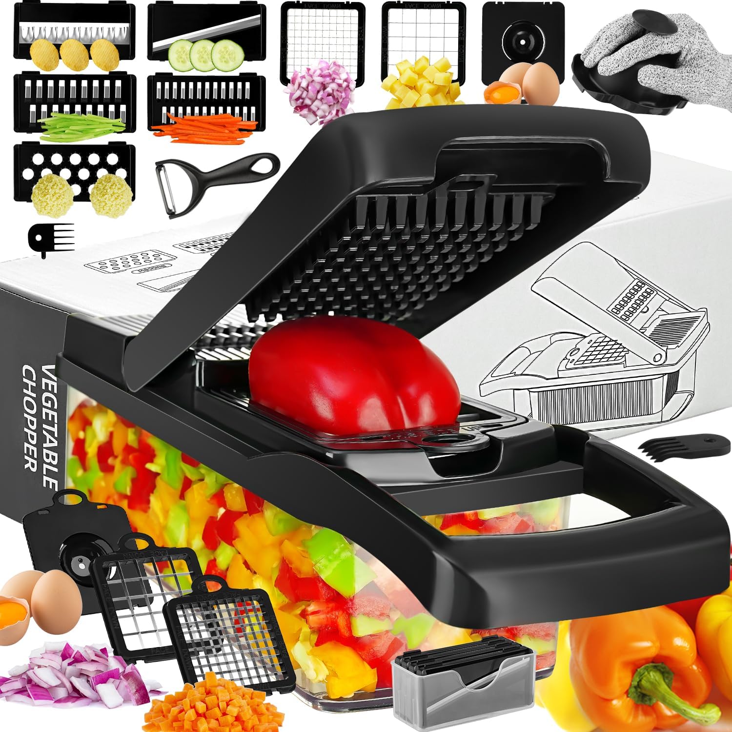 Amazon.com: Vegetable Chopper Kitchen Onion Slicer - Multifunctional ...