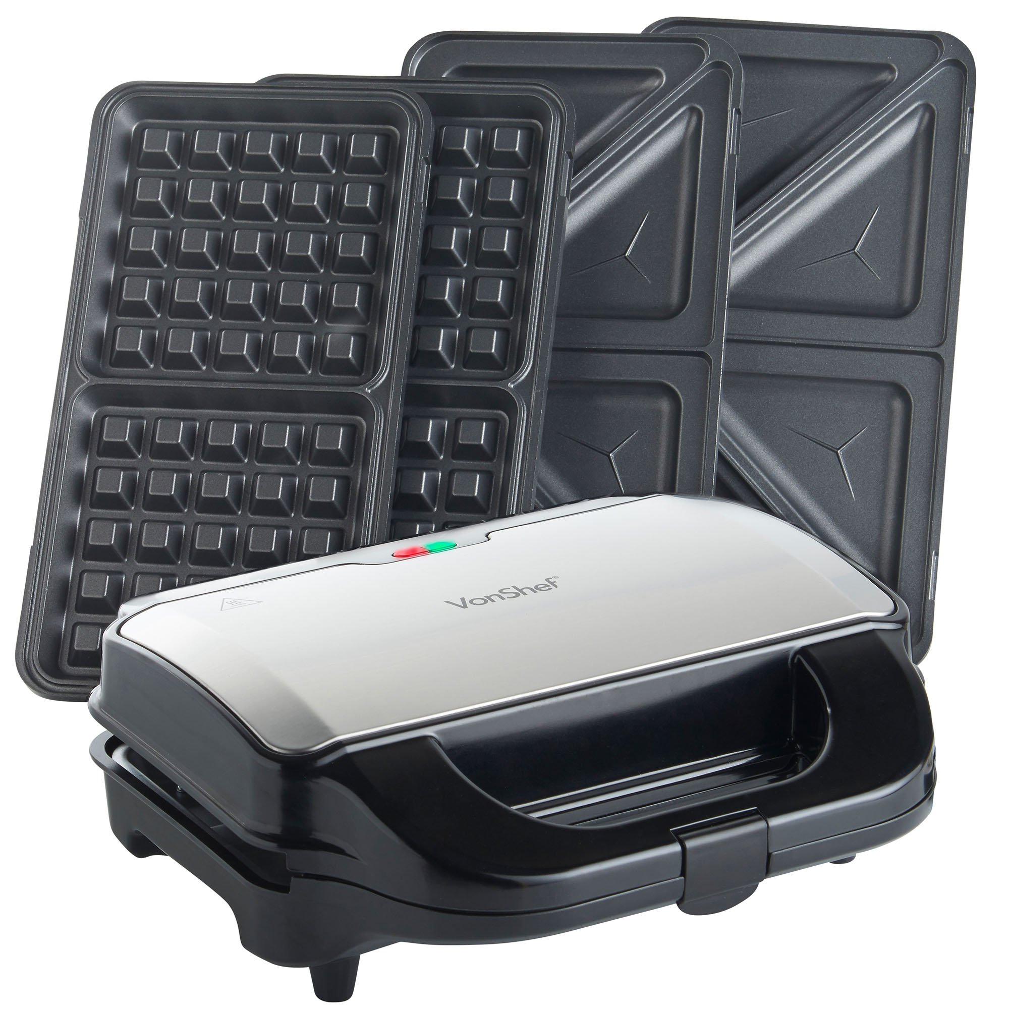 Buy VonShef 2-in-1 Sandwich Toaster & Waffle Maker - Toastie Maker with ...