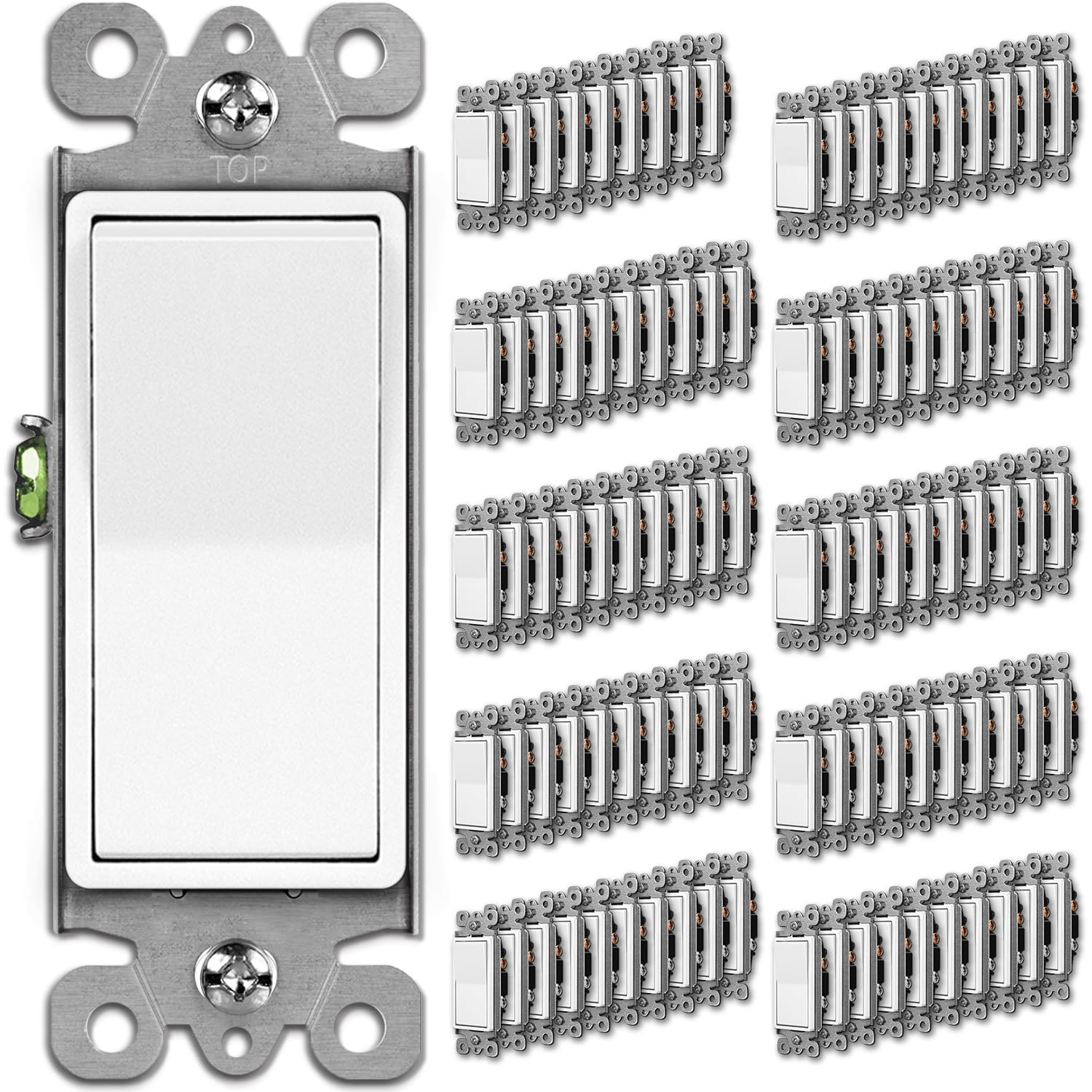 Snapklik.com : BESTTEN 100 Pack Single-Pole Decorator Light Switch