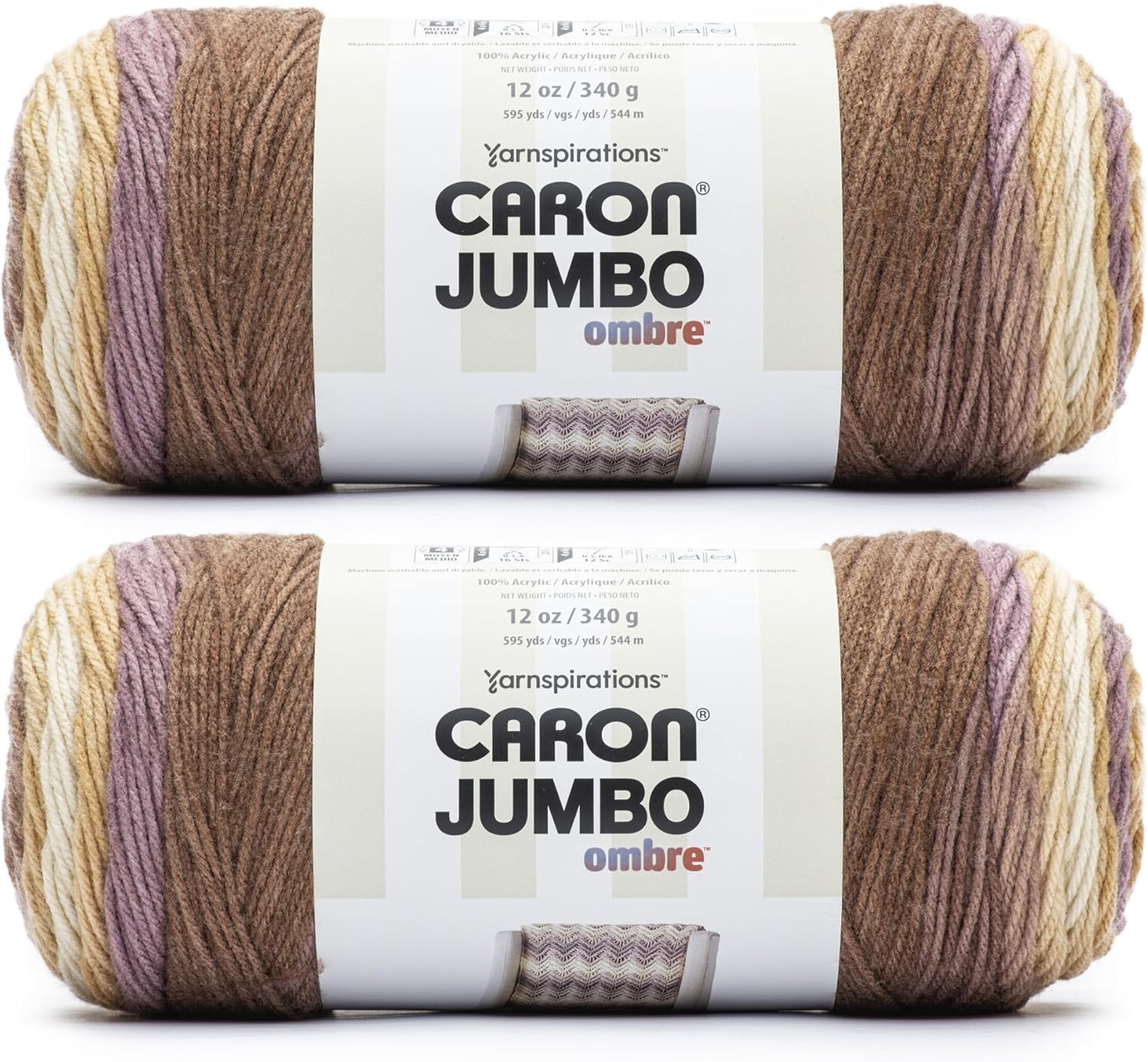 Amazon.com: Caron Jumbo Ombre Seashell Yarn - 2 Pack of 12oz/340g ...