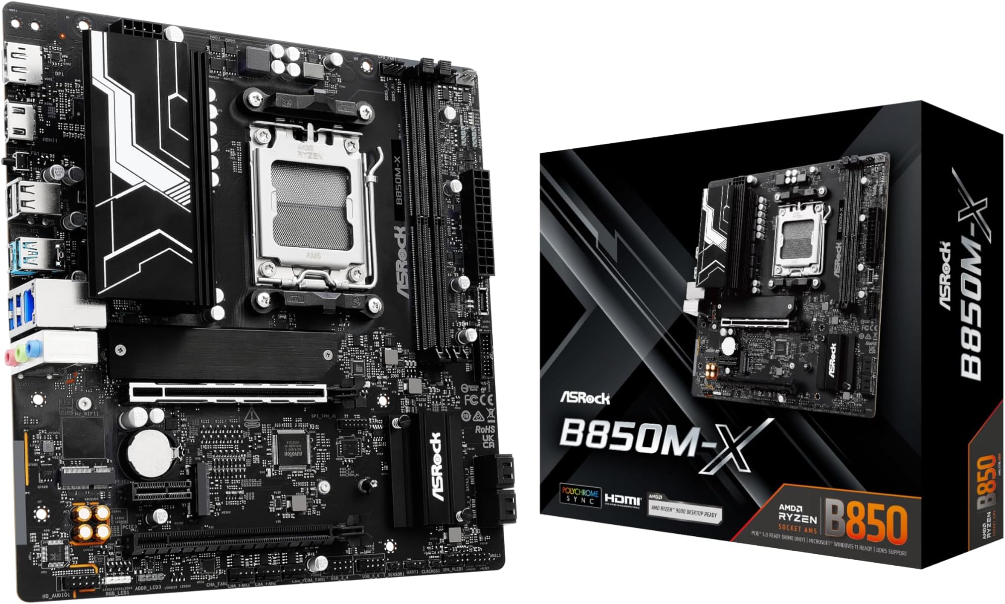 Amazon.com: ASRock AMD B850M X Socket AM5 Ryzen 9000/8000/7000 Series ...