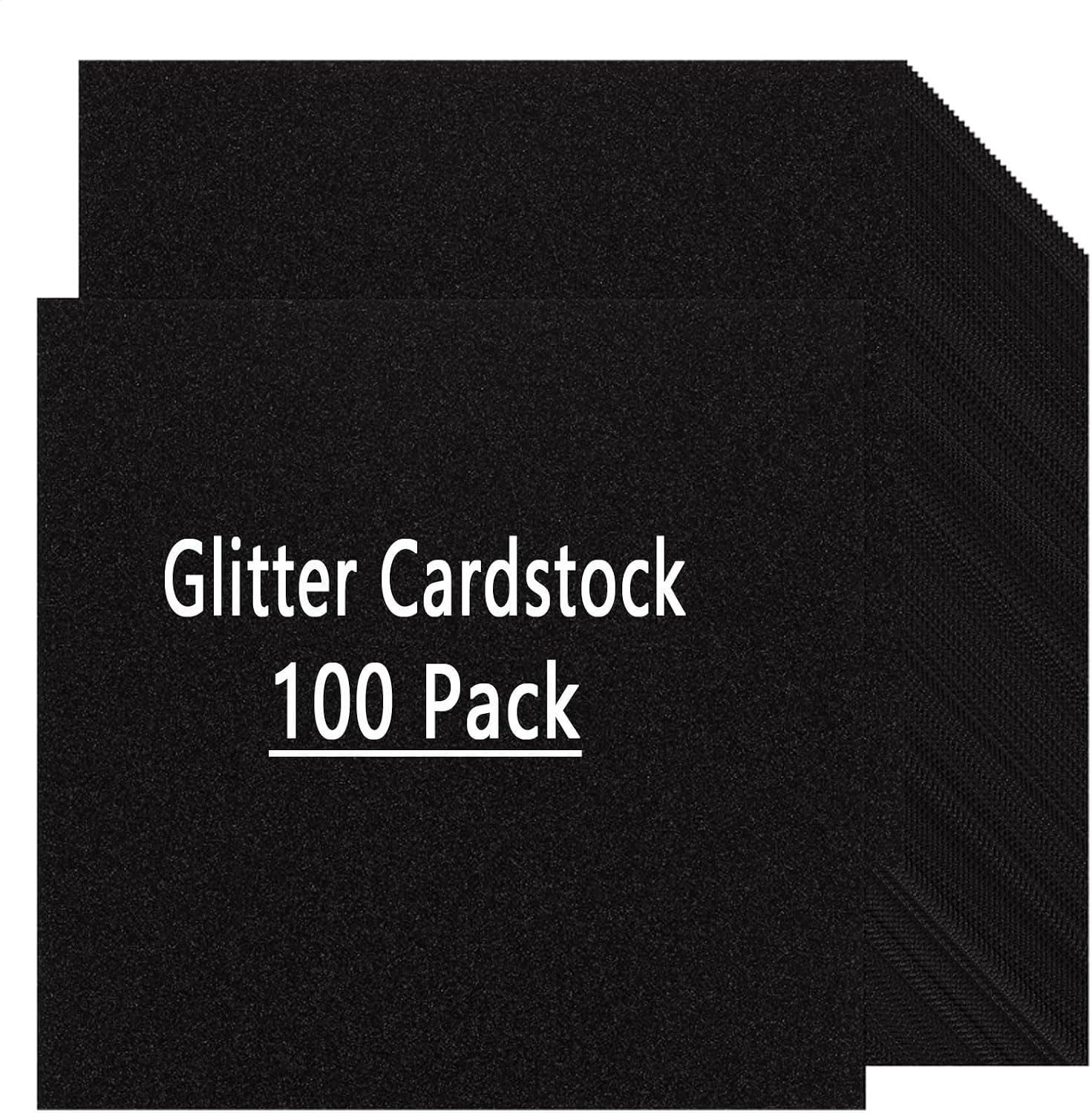 QTLCOHD 100 Sheets 12''x 12'' Black Glitter Cardstock Paper for ...