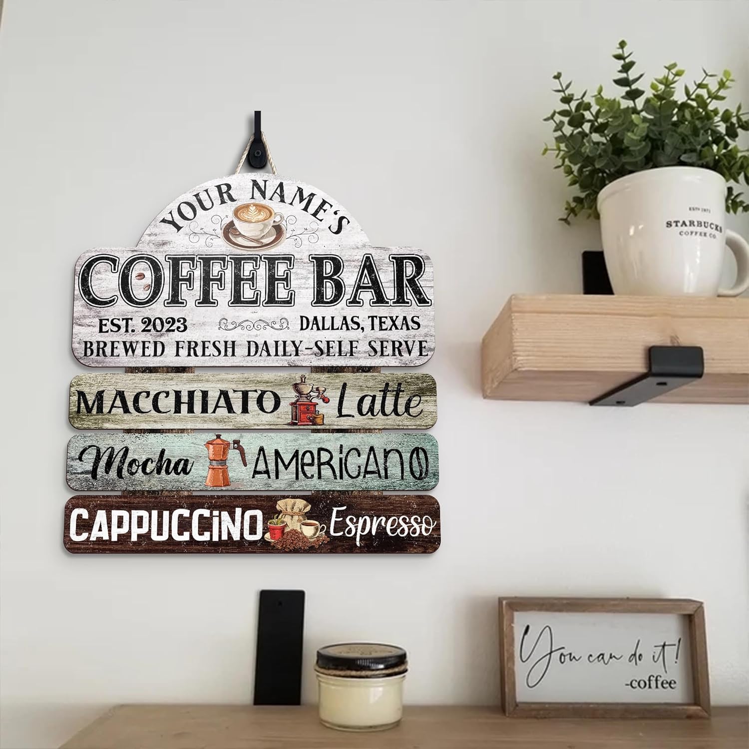 V VIBEPY Letrero personalizado para barra de café, decoración de ...