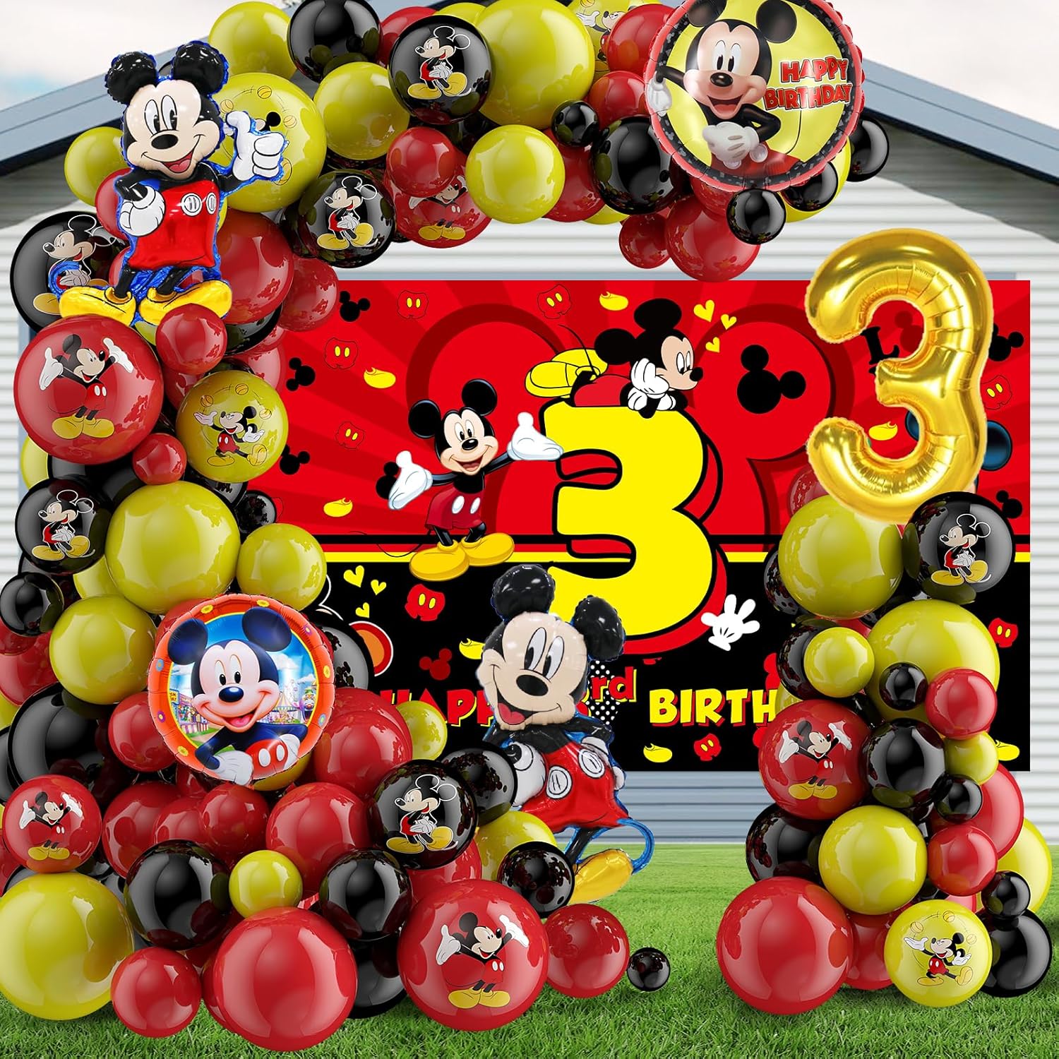 Amazon.com: 130Pcs Mickey Balloon Arch Kit Birthday Party Supplies ...