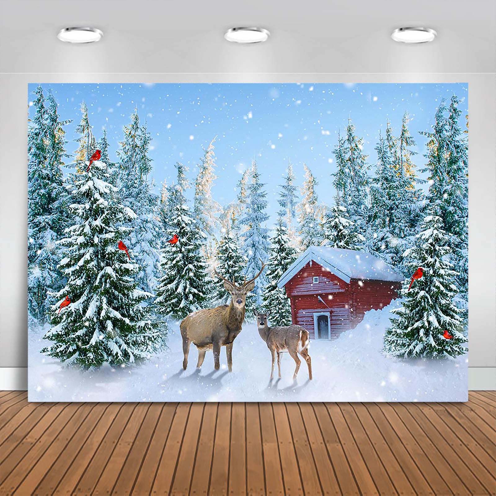 Amazon.com : Fitumiw Winter Snowy Forest Backdrop for Photography 7x5ft ...