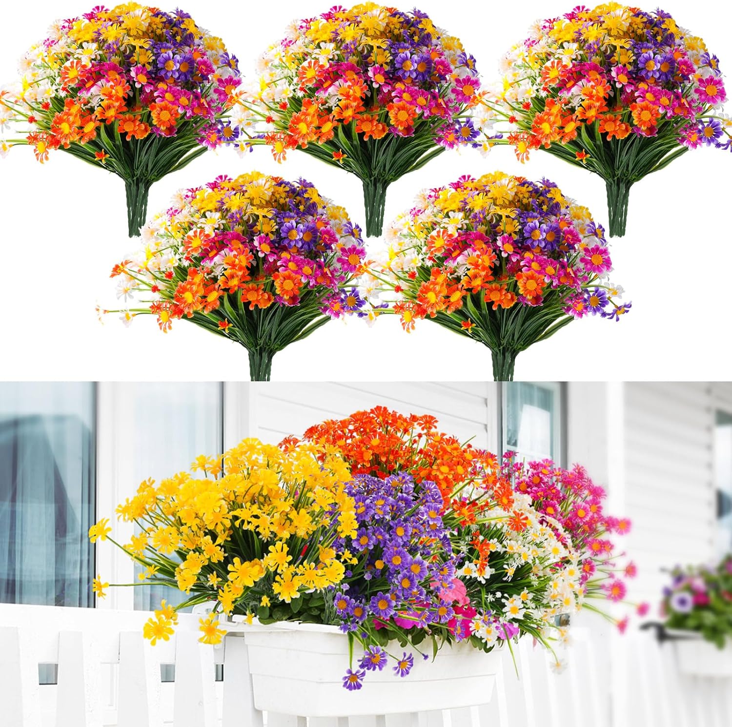 Amazon.com: Sherr 50 Bundles Artificial Daisy Flowers Fake Flowers ...