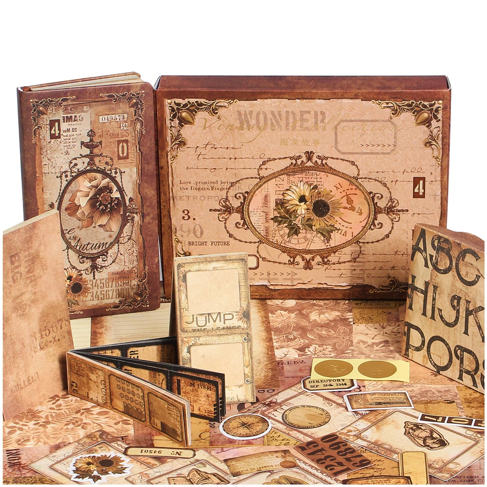 Amazon.com: Diuhofart Scrapbooking Kit(153pcs), Gift Packaging Vintage ...