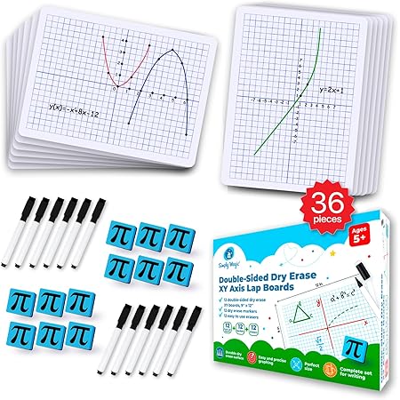 Amazon.com : Scribbledo 12 pack Dry Erase XY Axis Graph Lap Boards 9” X ...