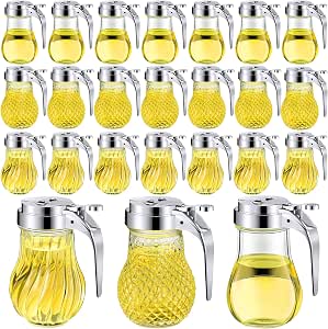 24 Pcs Glass Syrup Dispenser with Cast Zinc Top 6 oz Clear Honey Pot ...