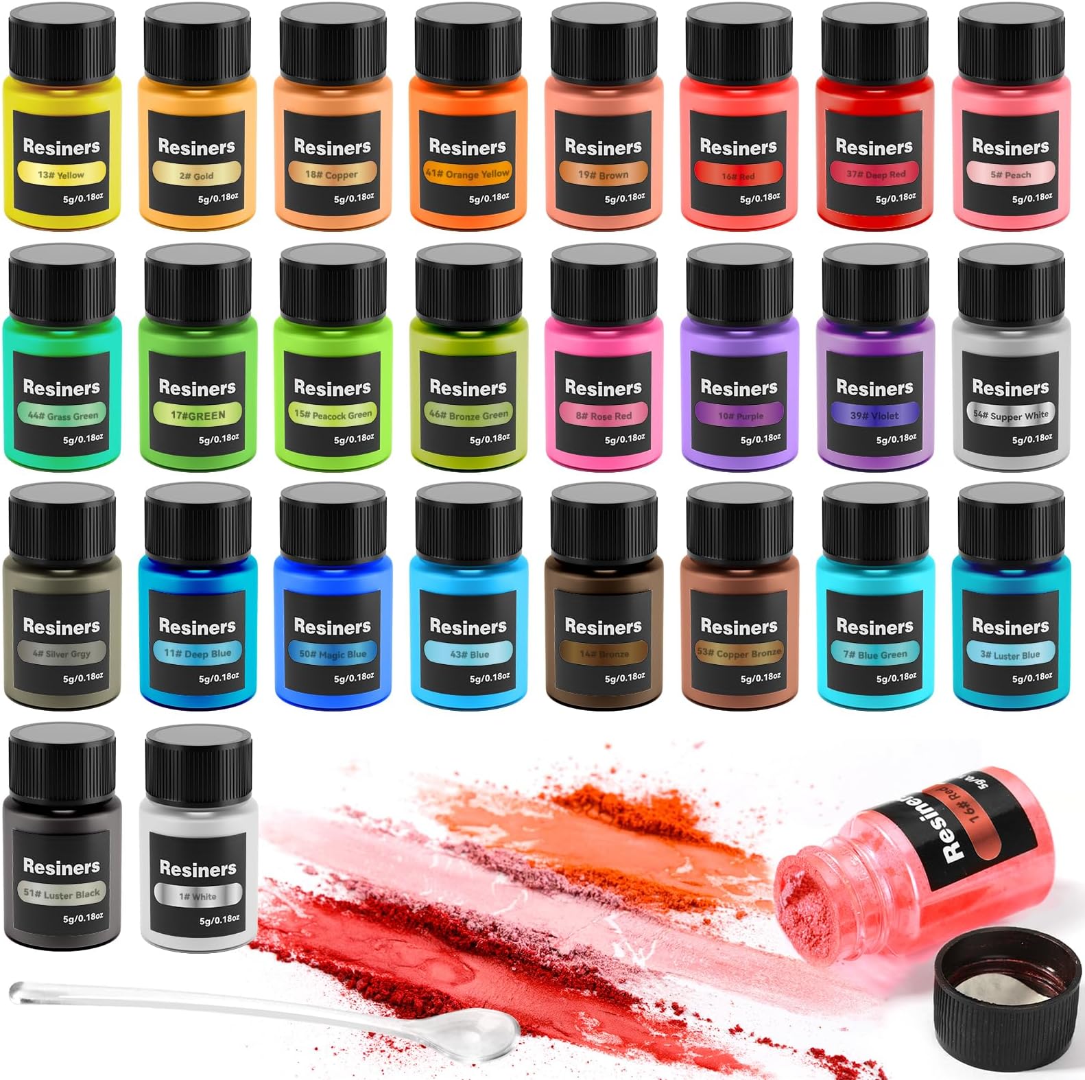 Amazon.com: Resiners Mica Powder for Epoxy Resin, 26 Colors Epoxy Resin ...