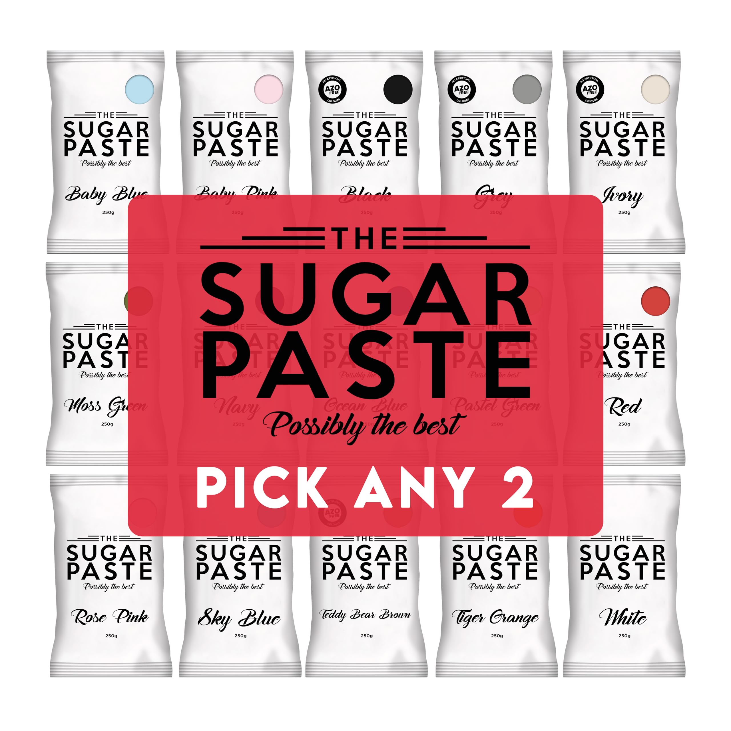The Sugar Paste Fondant Icing 250g - Pick Any 2 Colours : Amazon.co.uk ...