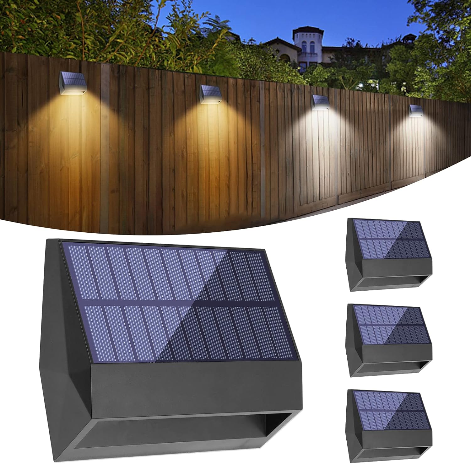 Bridika Solar Fence Lights LED Solar Wall Lights Outdoor IP65 ...