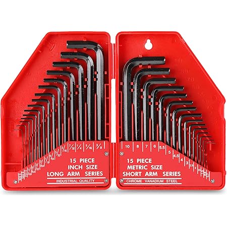 Amazon Basics 36-Piece Allen Wrench/Hex Key Set - Inch/SAE and Metric ...