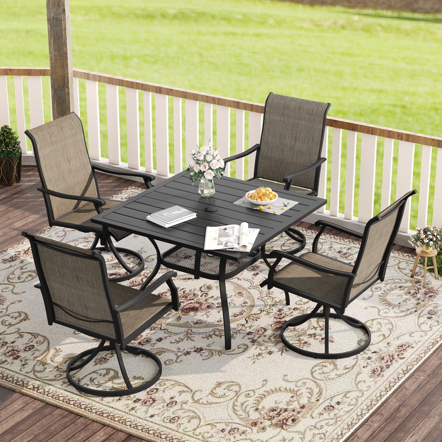 Amazon.com: VICLLAX 5 Pieces Patio Dining Set for 4, Outdoor Table and ...