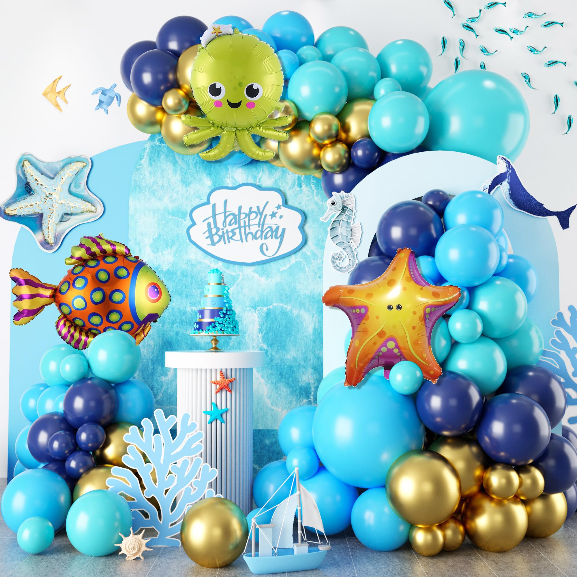 Underwater Balloon Decorations 159PCS Mermaid Balloon Arch Set Ocean