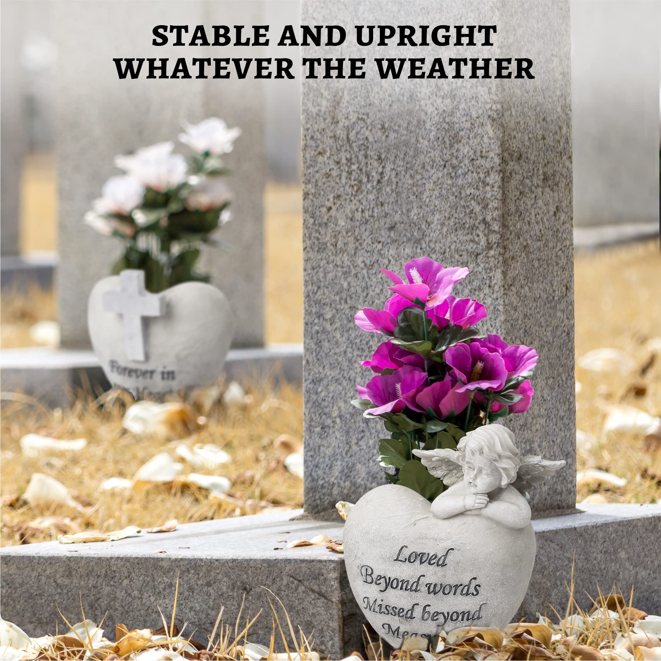 Angel and Cross Vases | Cemetery Decorations for Grave | Set of 2 ...