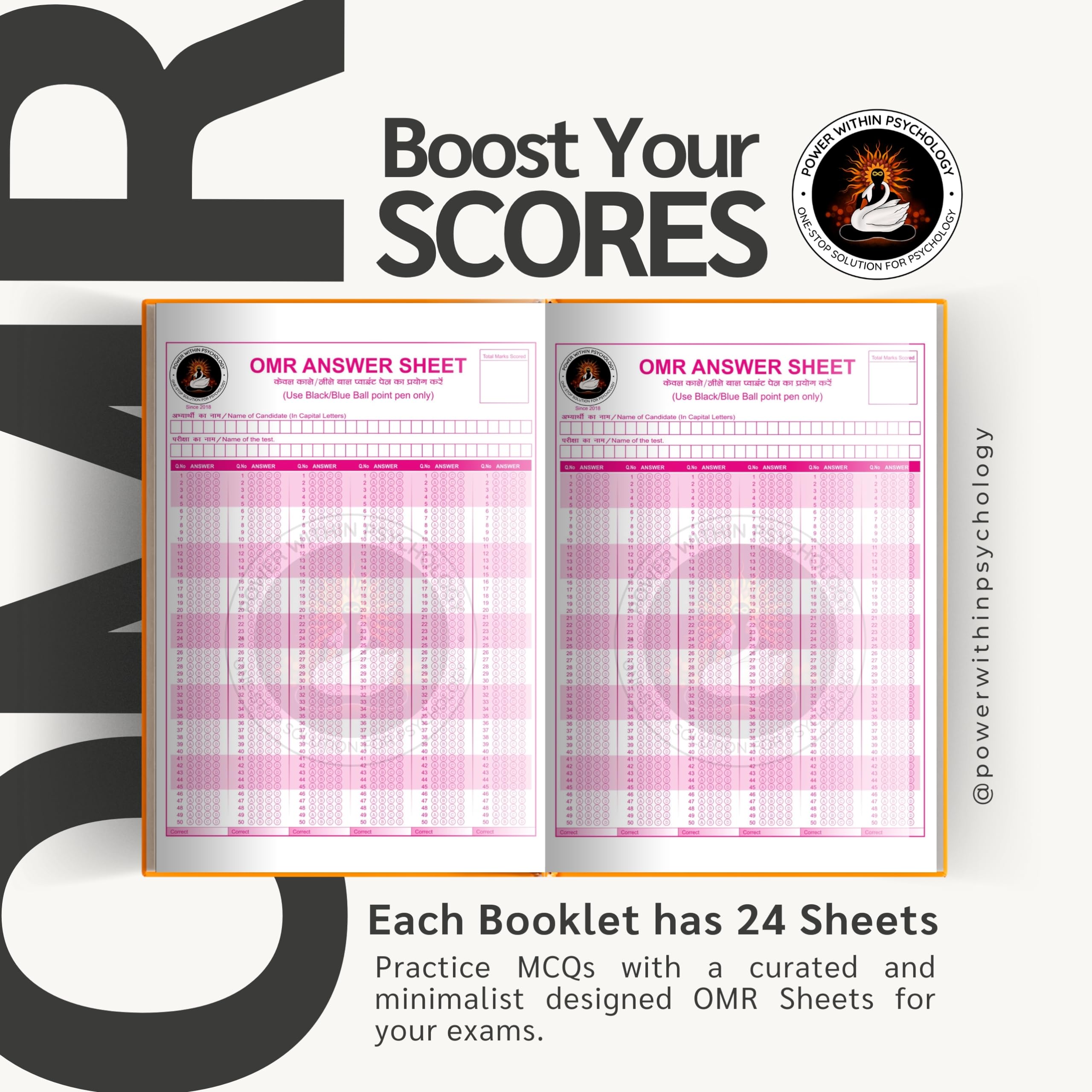 Buy Premium OMR Answer Sheets - 5 Booklets Set (Each Booklet has 24 OMR ...