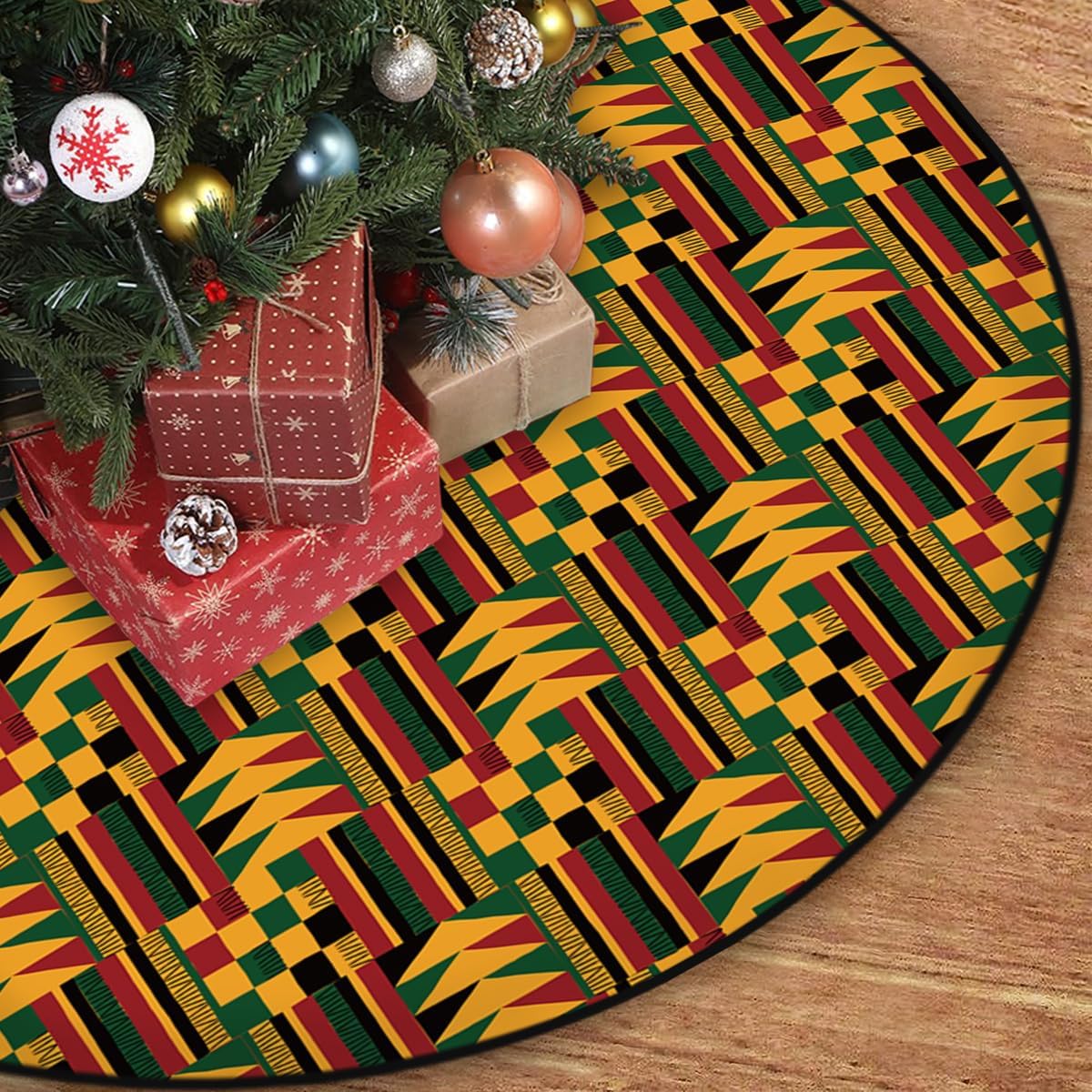 Amazon.com: Kwanzaa Tree Skirt 48'' Kinara African Drum Fruit Tree ...