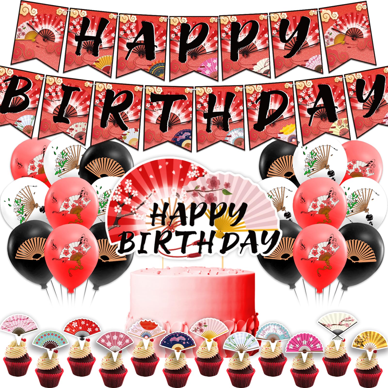 Folding Fans Birthday Decorations Folding Fans Party Supplies Includes ...