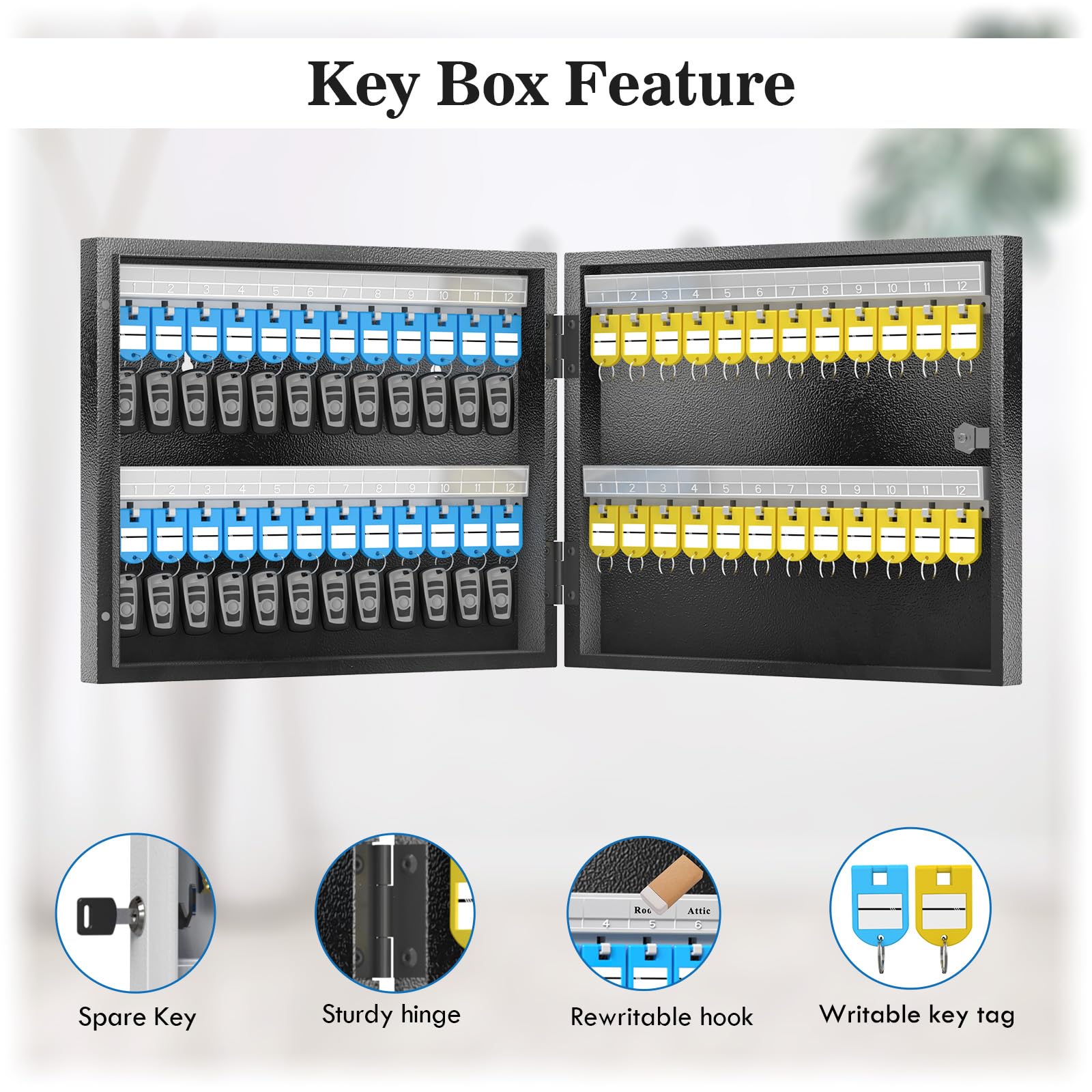 Snapklik.com : 48 Key Cabinet Organizer, Key Lock Box, Key Safe ...