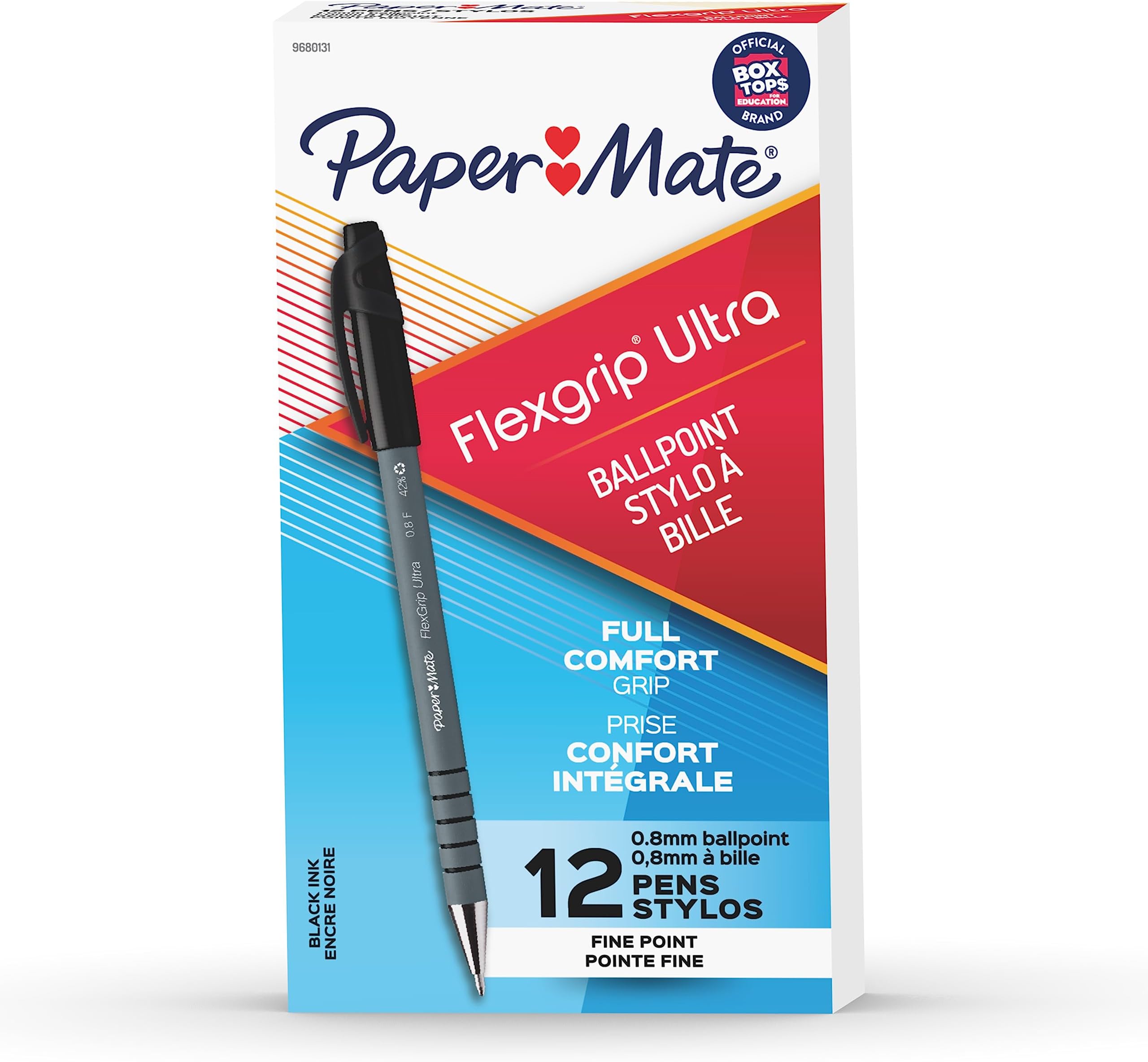 Paper Mate FlexGrip Ultra Ballpoint Pens, Fine Point (0.8mm), Black, 12 ...