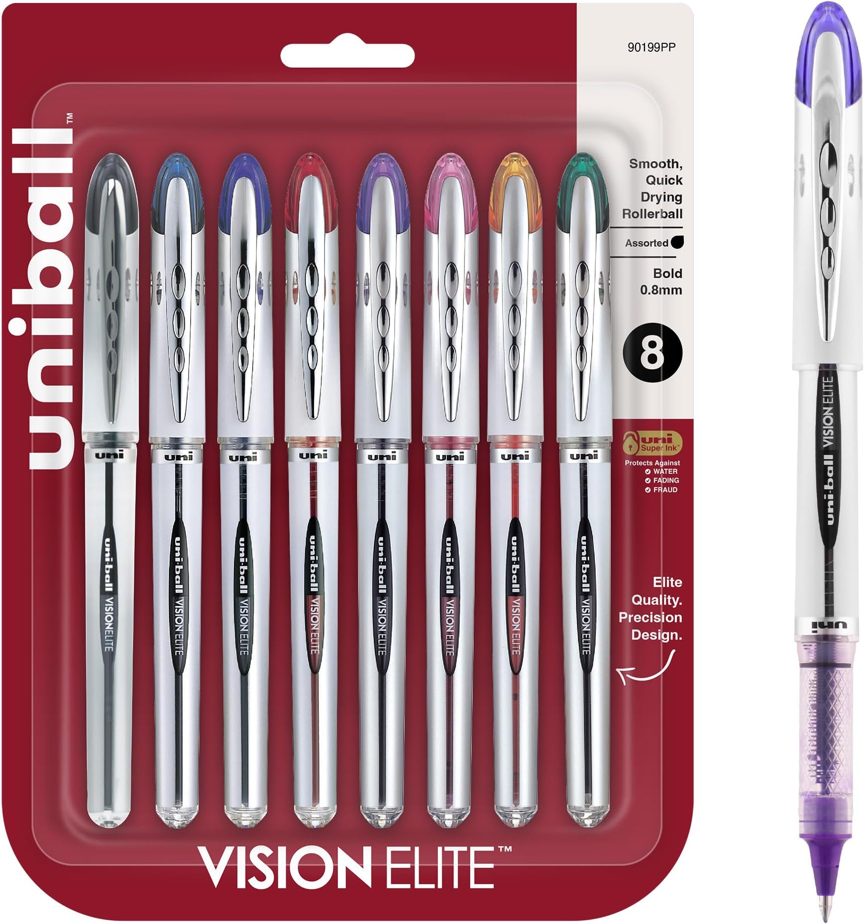 uni-ball Vision Stick Roller Ball Pens, Fine Point, Black Ink, Pack of ...