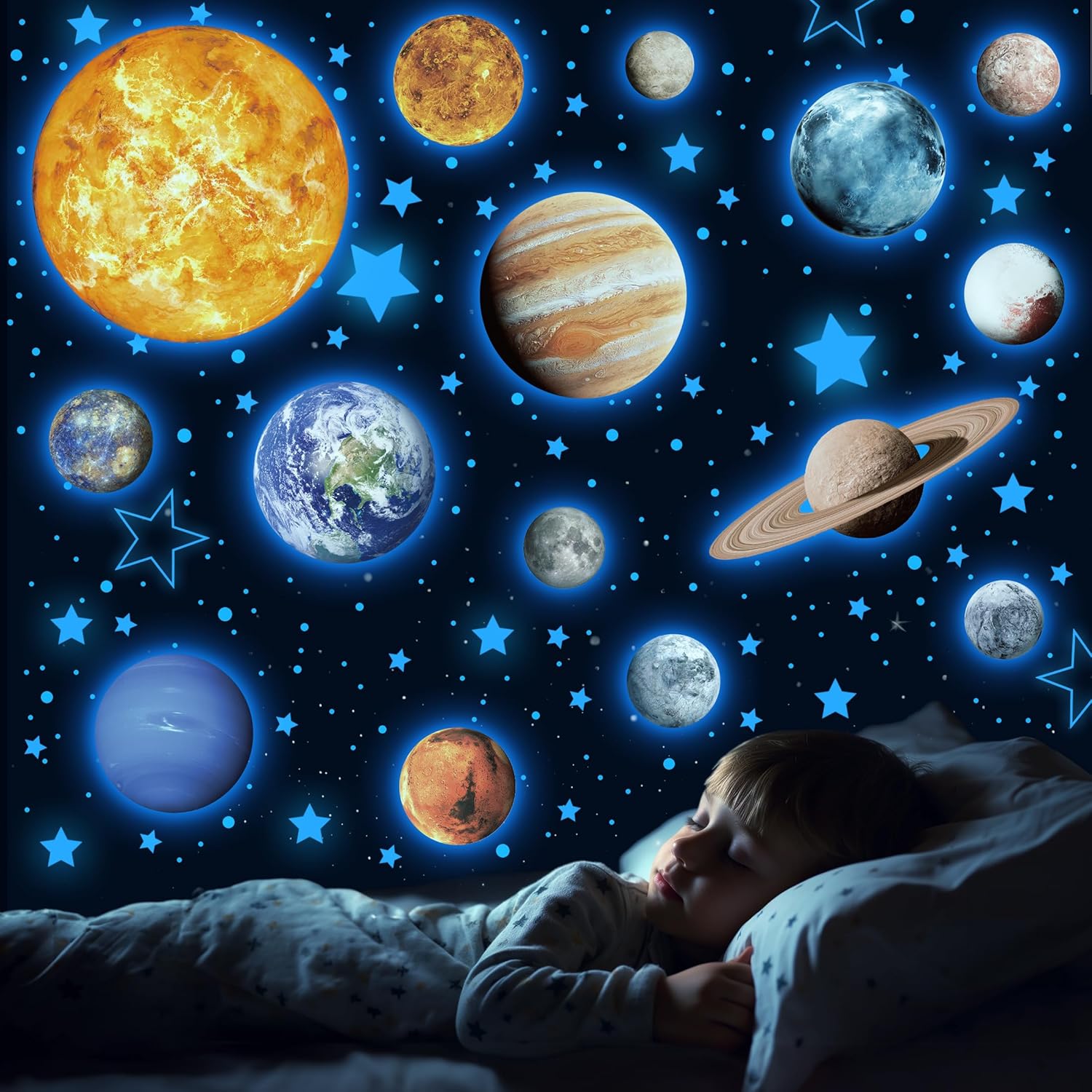 Amazon.com: Solar System Wall Decals Glow in The Dark Stars 780 PCS ...