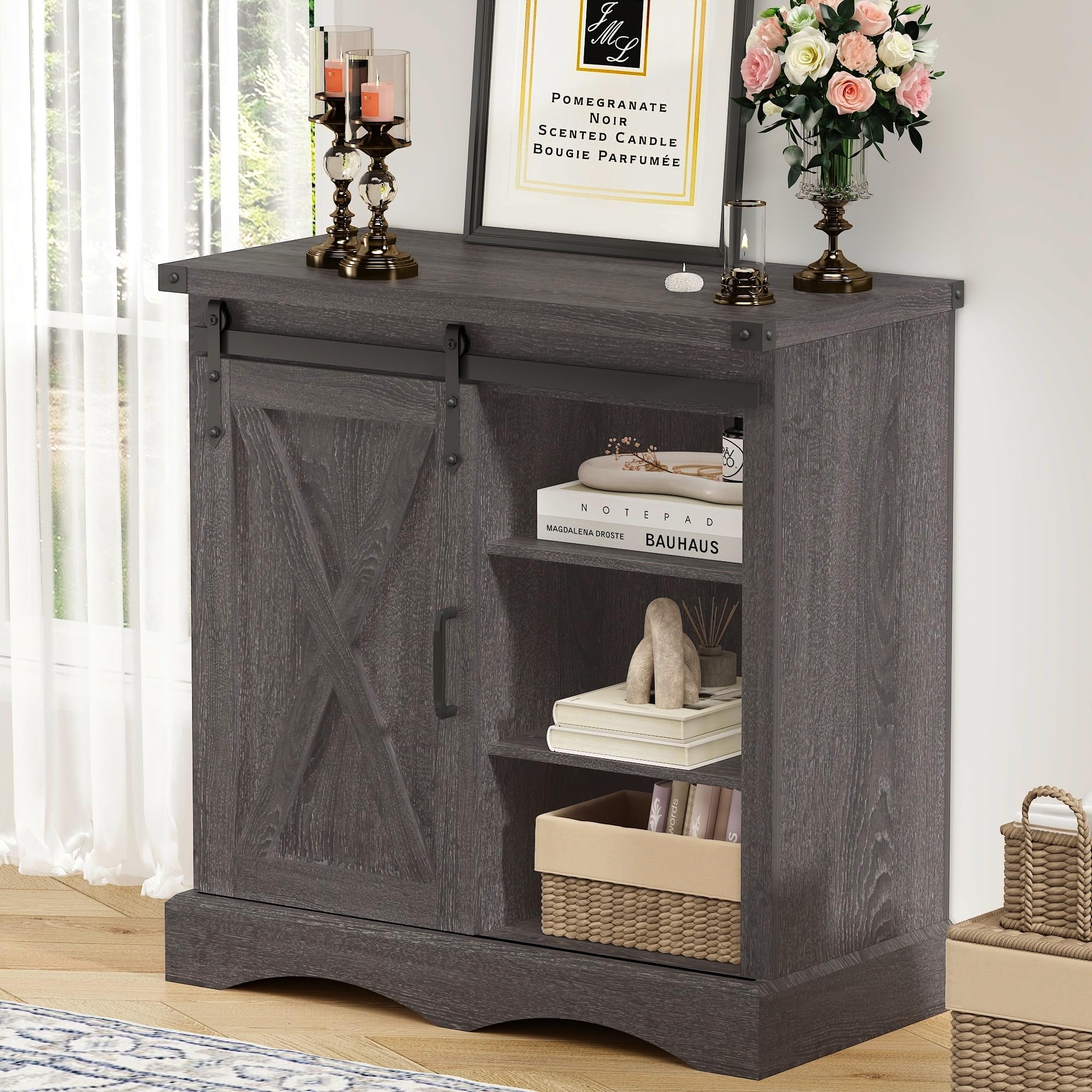 Amazon.com: Shahoo Farmhouse Sideboard Buffet Cabinet, Coffee Bar ...