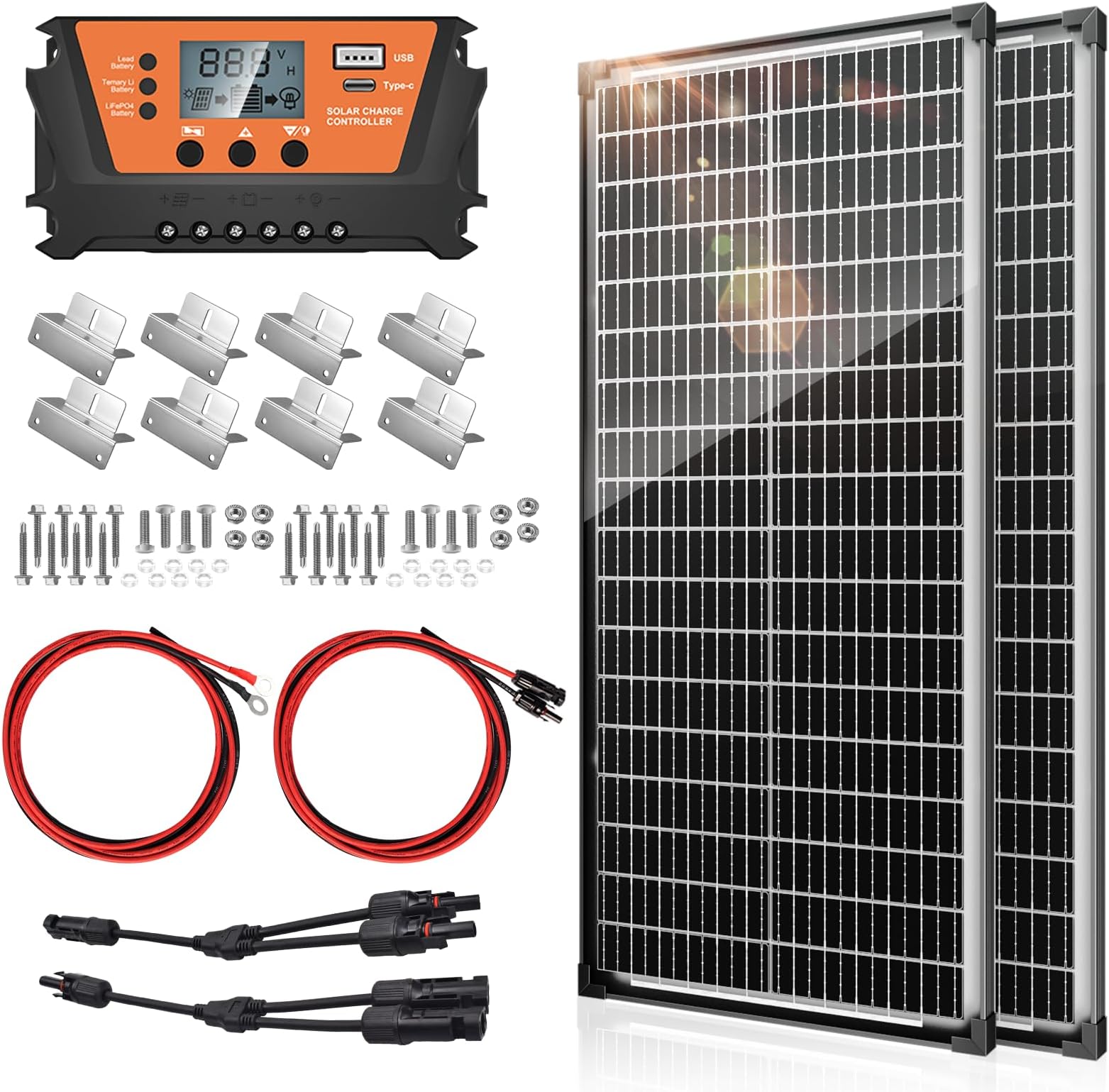 Amazon.com: Bifacial - Kit de paneles solares de 200 W, panel solar con ...