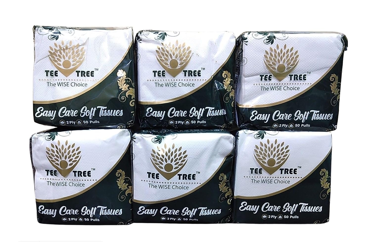 Tee Tree 2 Ply Soft Tissue Paper Napkins - Pack of 6 600 Sheets (50 ...