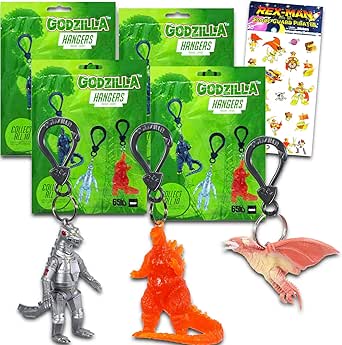 Godzilla 4 Pack Keychain Mystery Figures Plus Stickers | Godzilla Bag ...