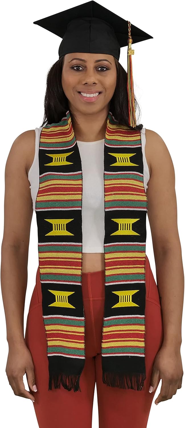 Amazon.com: CLERKMANS Authentic Graduation Kente Stole, Handwoven Kente ...