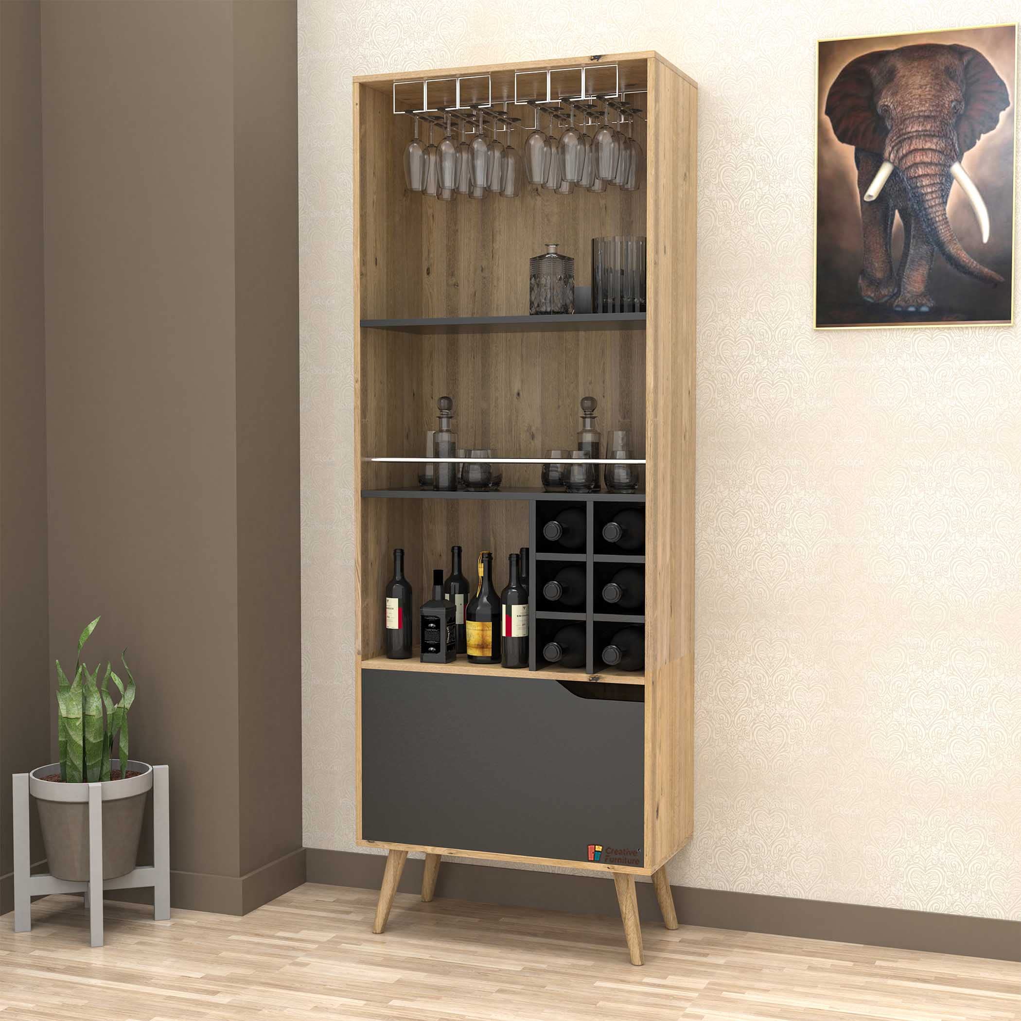Free Standing Bar Counter 4 Tier Wine Bakers Rack, Freestanding Wine