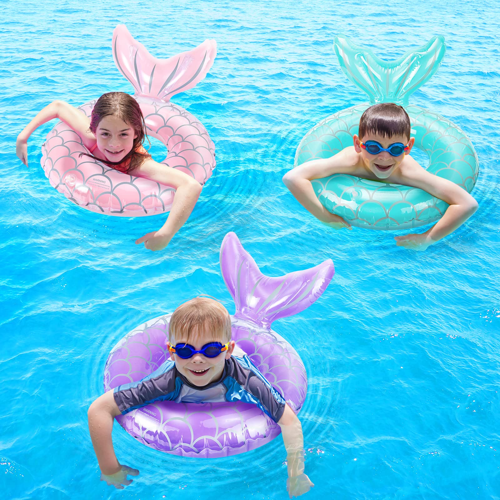 Snapklik.com : Pool Floats Kids, Inflatable Swimming Ring Mermaid Tail ...
