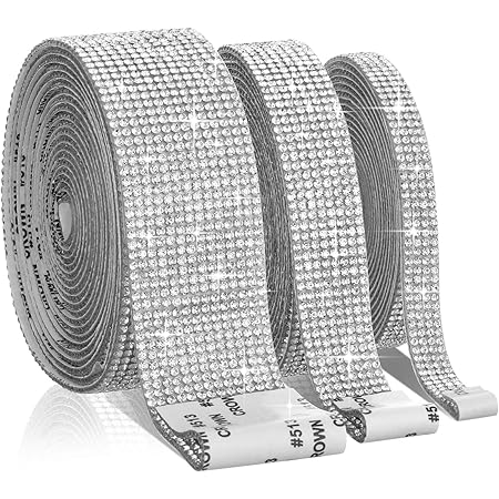 3 Rolls Crystal Ribbon Rhinestone Ribbon Self-Adhesive Diamond Ribbon ...