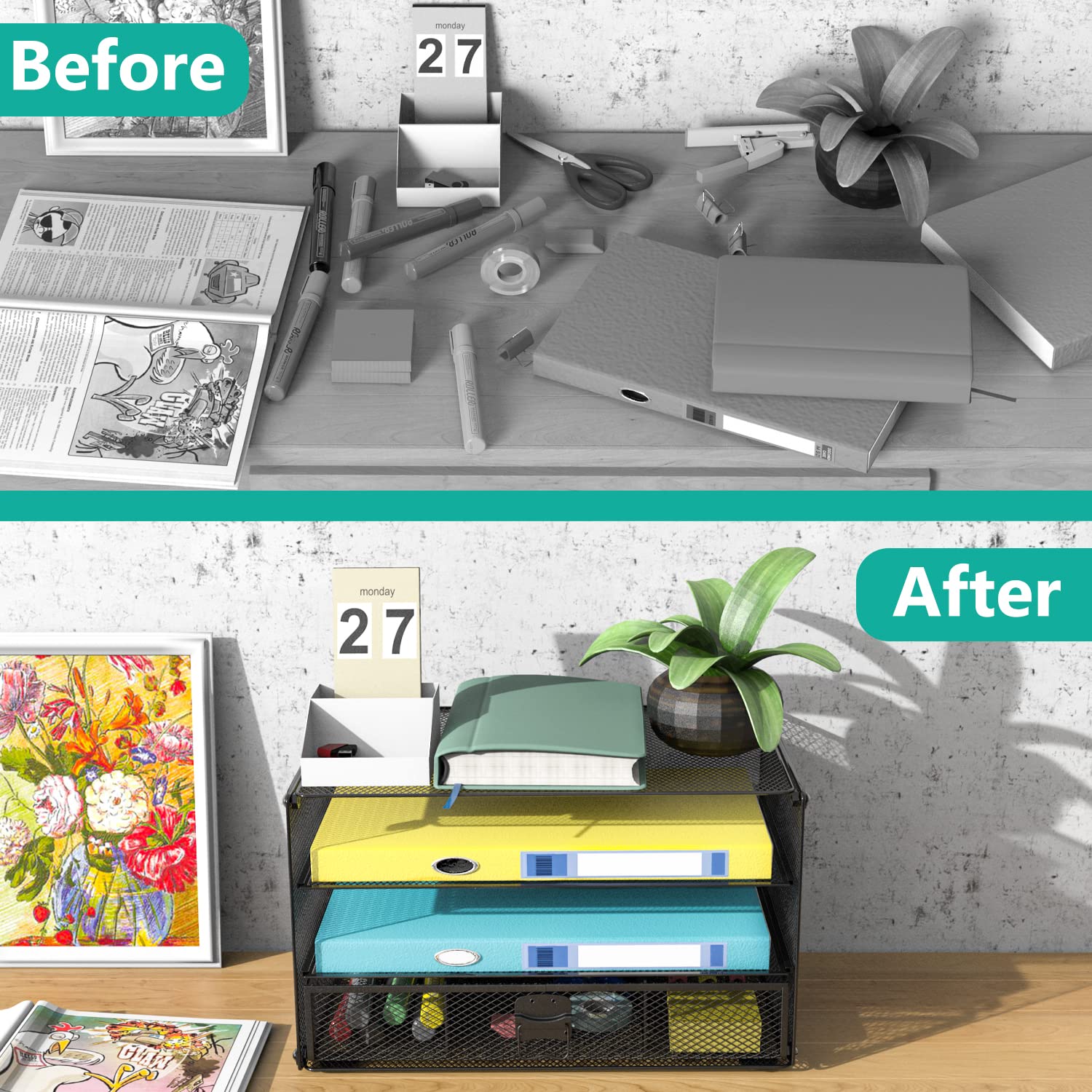 Snapklik.com : WALI Paper Letter Tray Organizer, 3 Tier Mesh Drawer ...